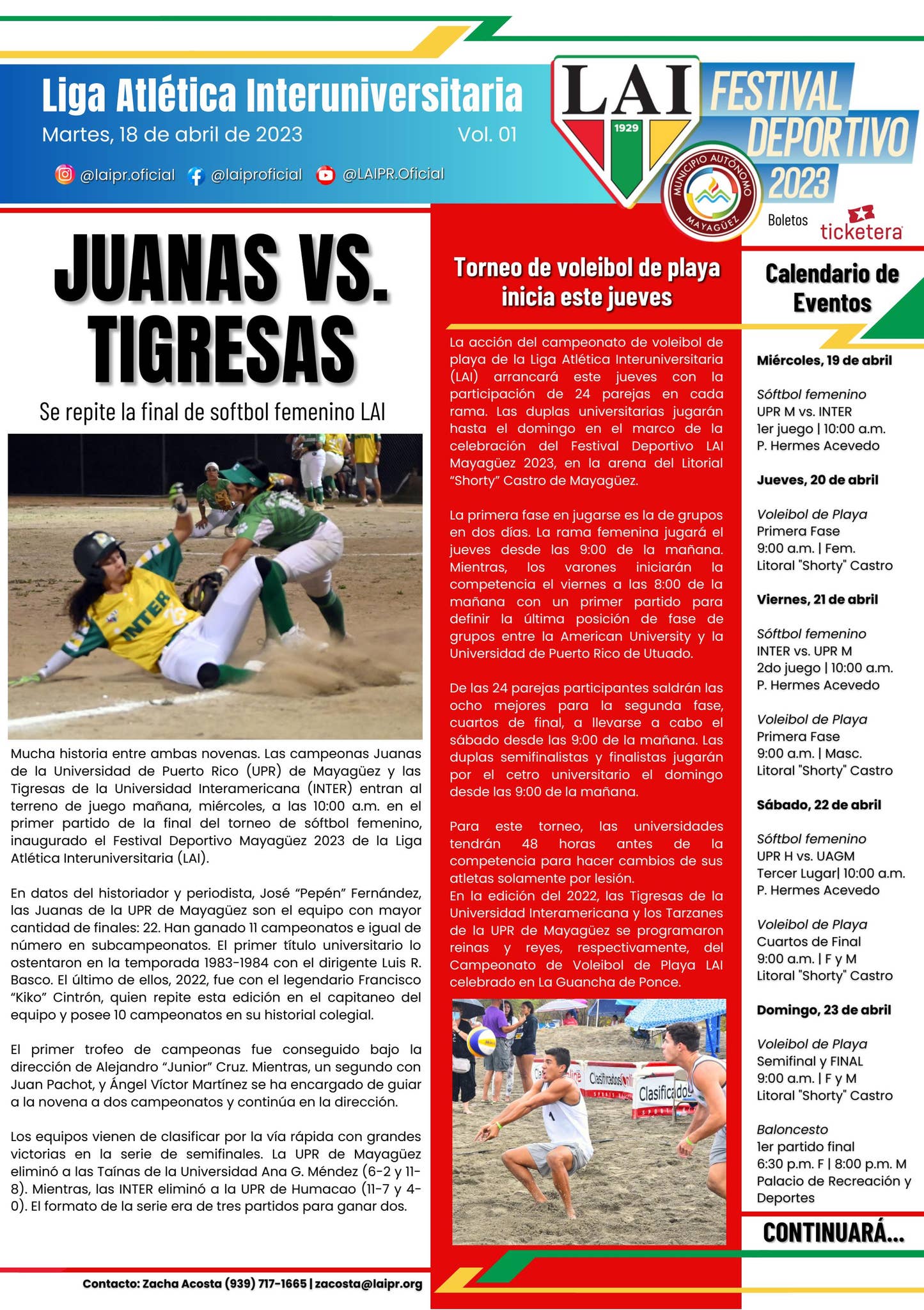 Vol. 1 Boletín Festival Deportivo LAI 2023 by LAI.PR - Issuu