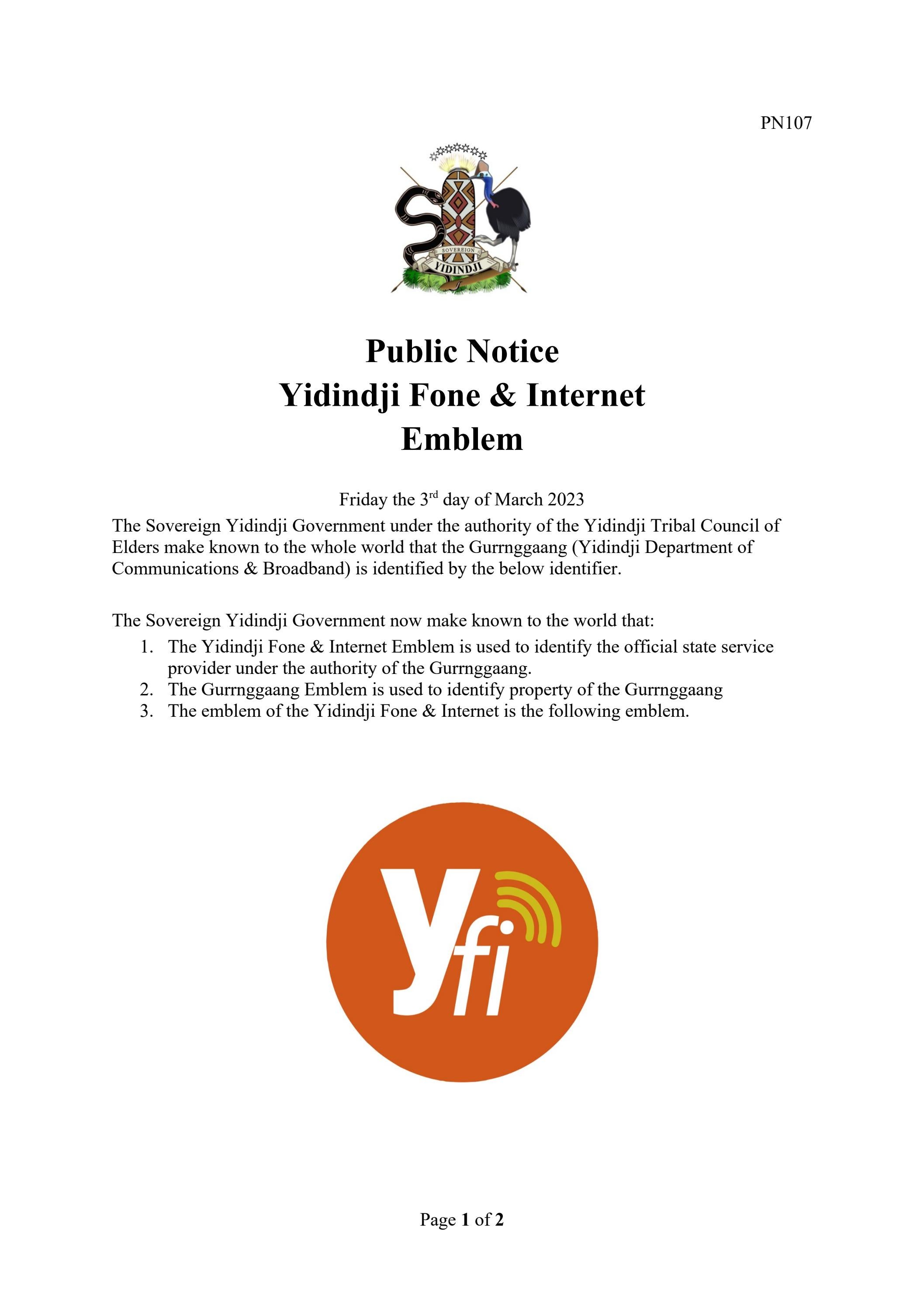 PN 107 Yidindji Fone & Internet Emblem by Sovereign ©Yidindji ...