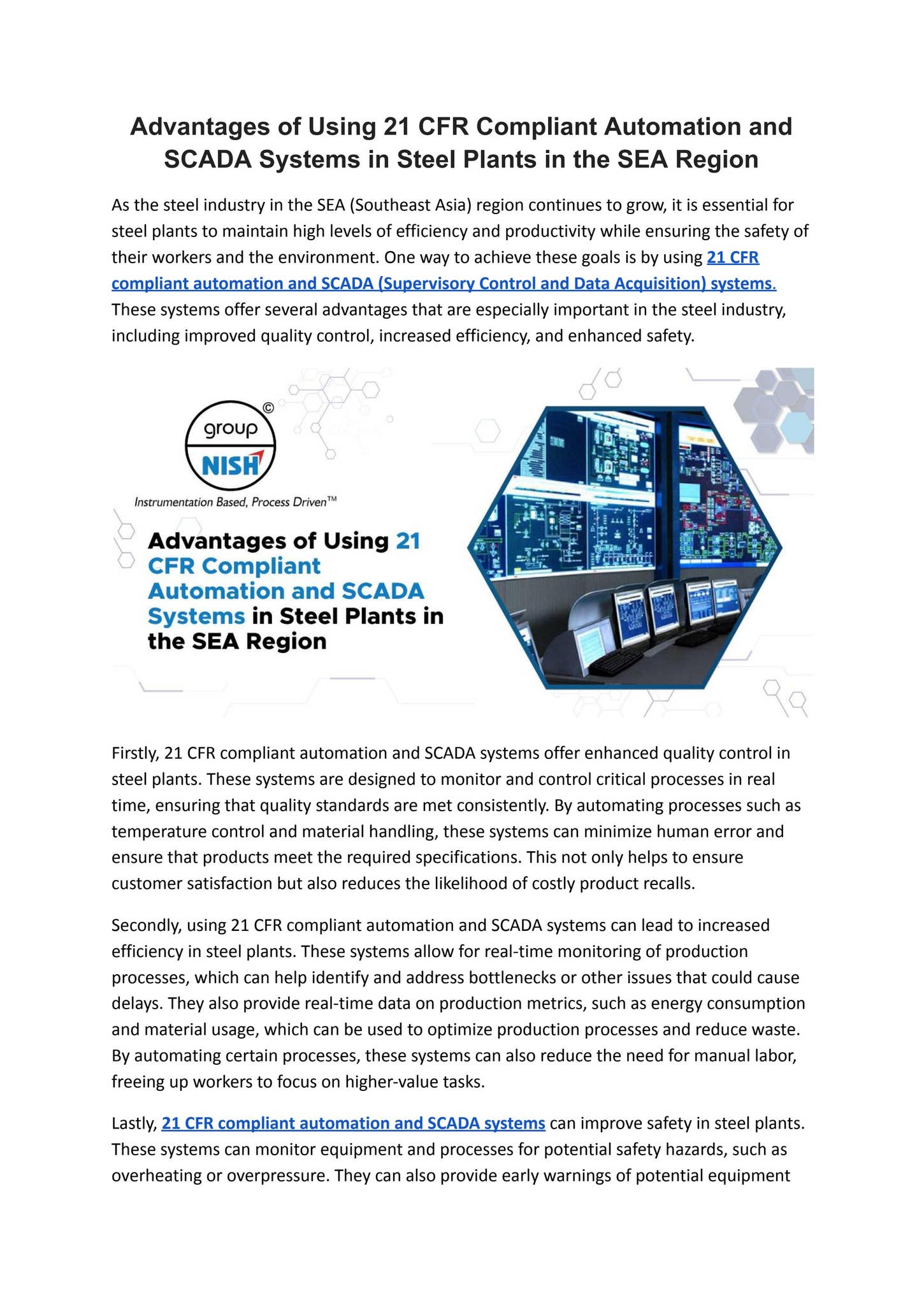 Advantages of Using 21 CFR Compliant Automation and SCADA Systems in ...