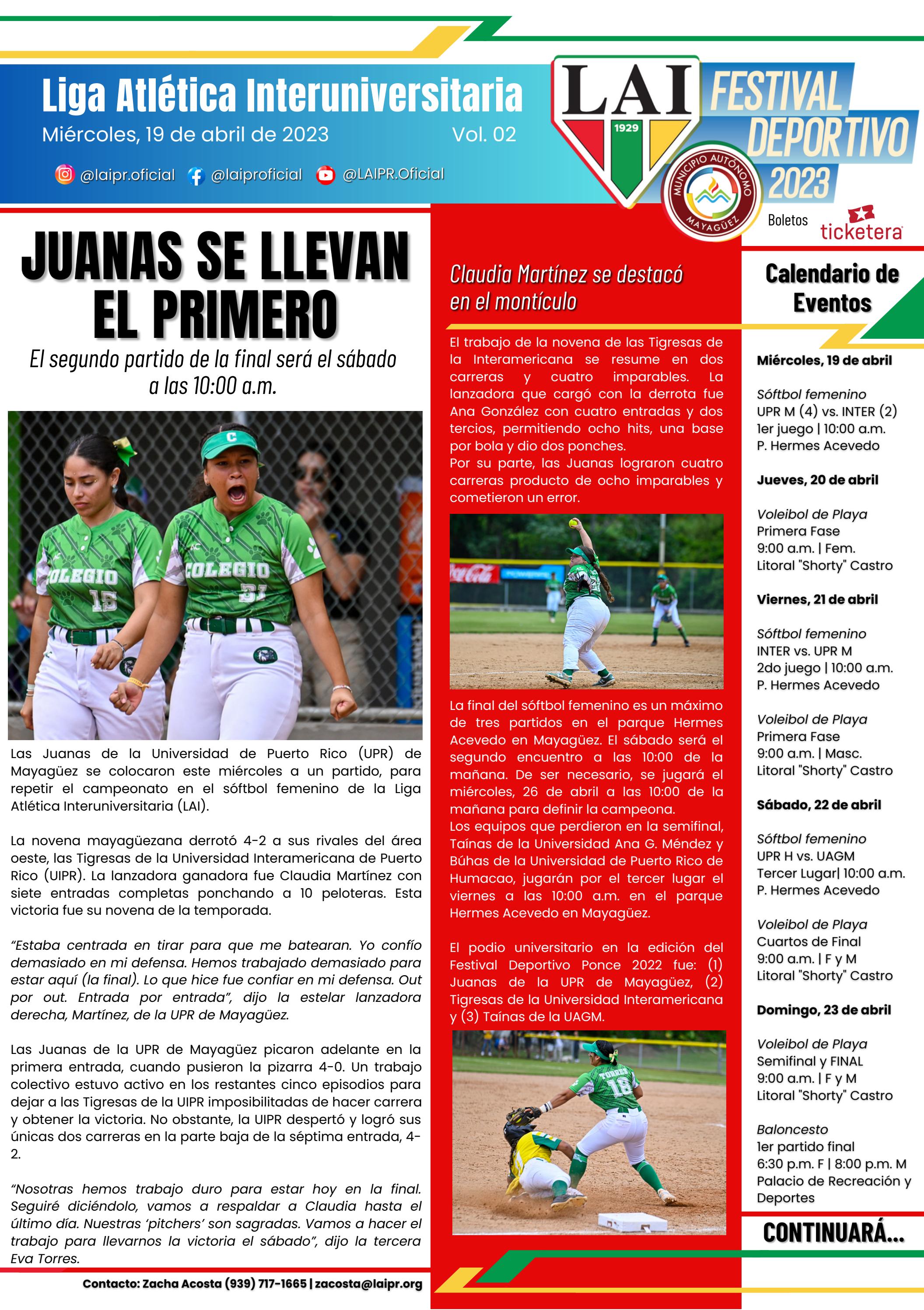 Vol. 2 Boletín Festival Deportivo LAI 2023 by LAI.PR - Issuu