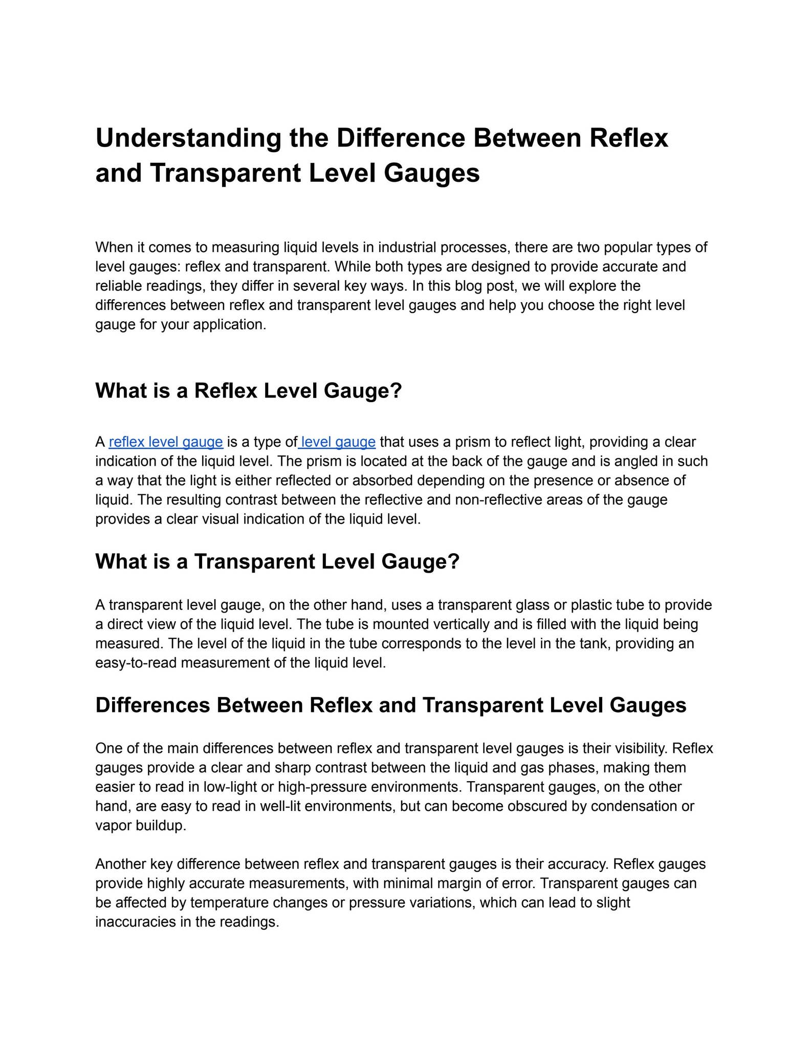 Understanding the Difference Between Reflex and Transparent Level ...