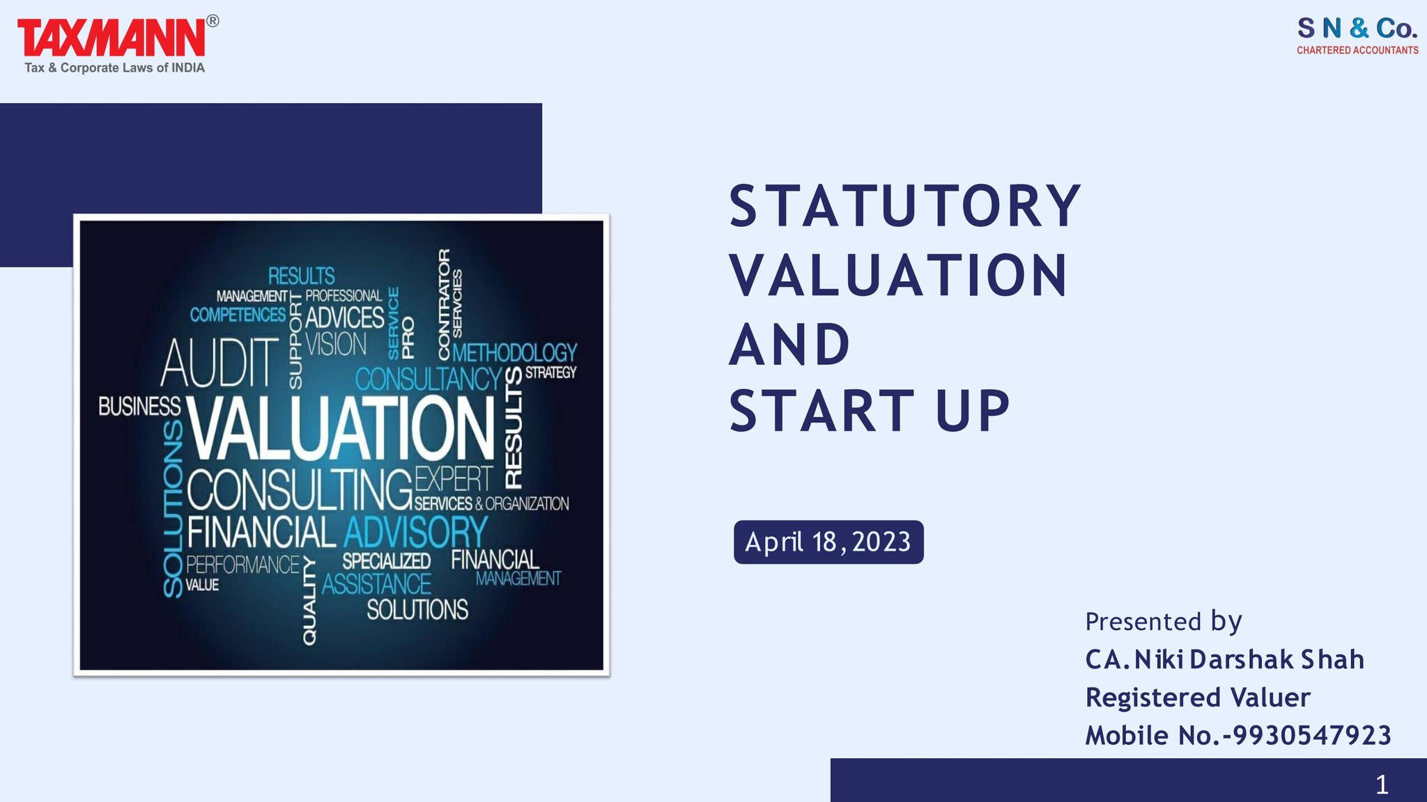 #TaxmannPPT | Start-ups & Statutory Valuation | SN & Co. by Taxmann - Issuu