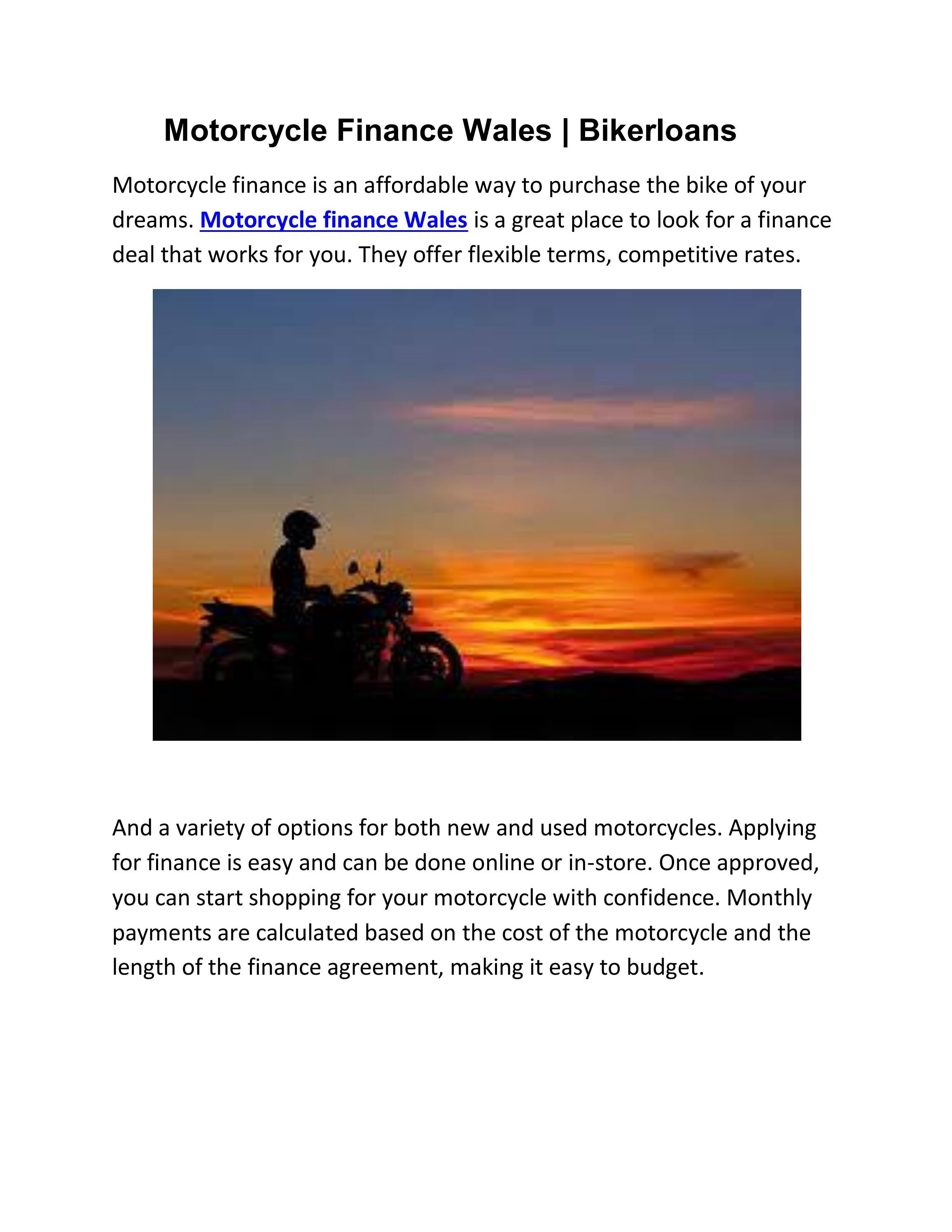 Motorcycle Finance Wales | Bikerloans by bike loans - Issuu