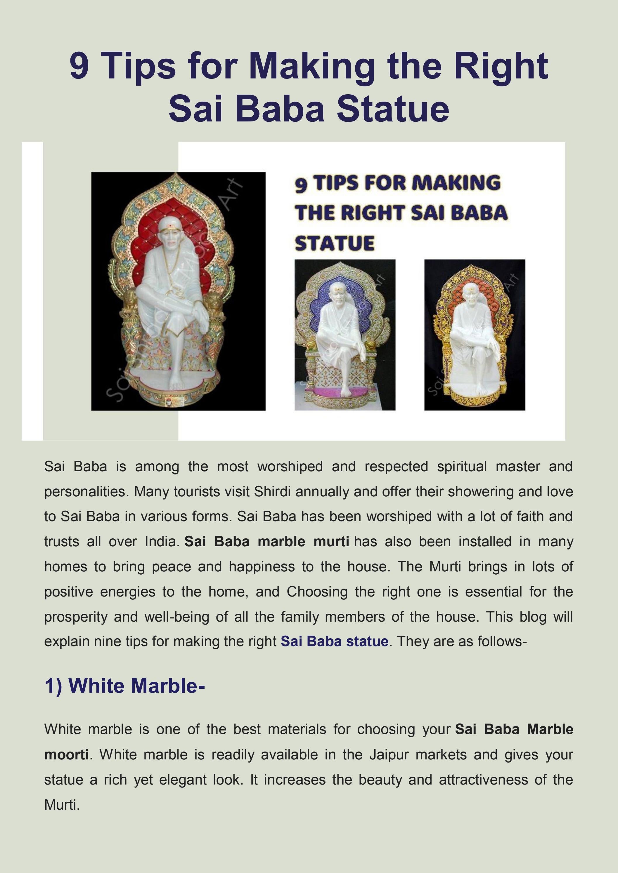 9 Tips for Making the Right Sai Baba Statue by Sai Shradha Moorti Art ...
