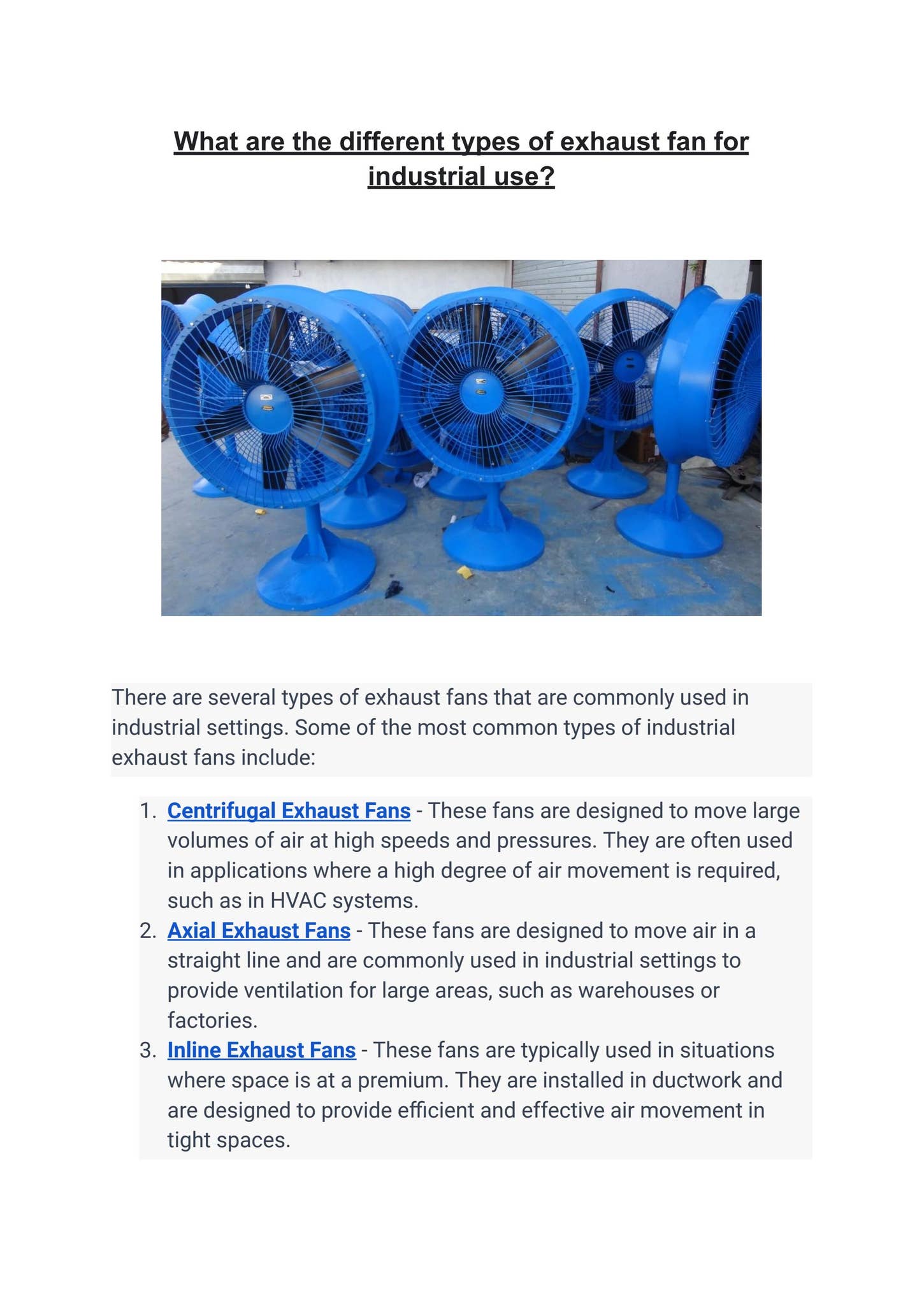 What are the different types of exhaust fan for industrial use? by ...