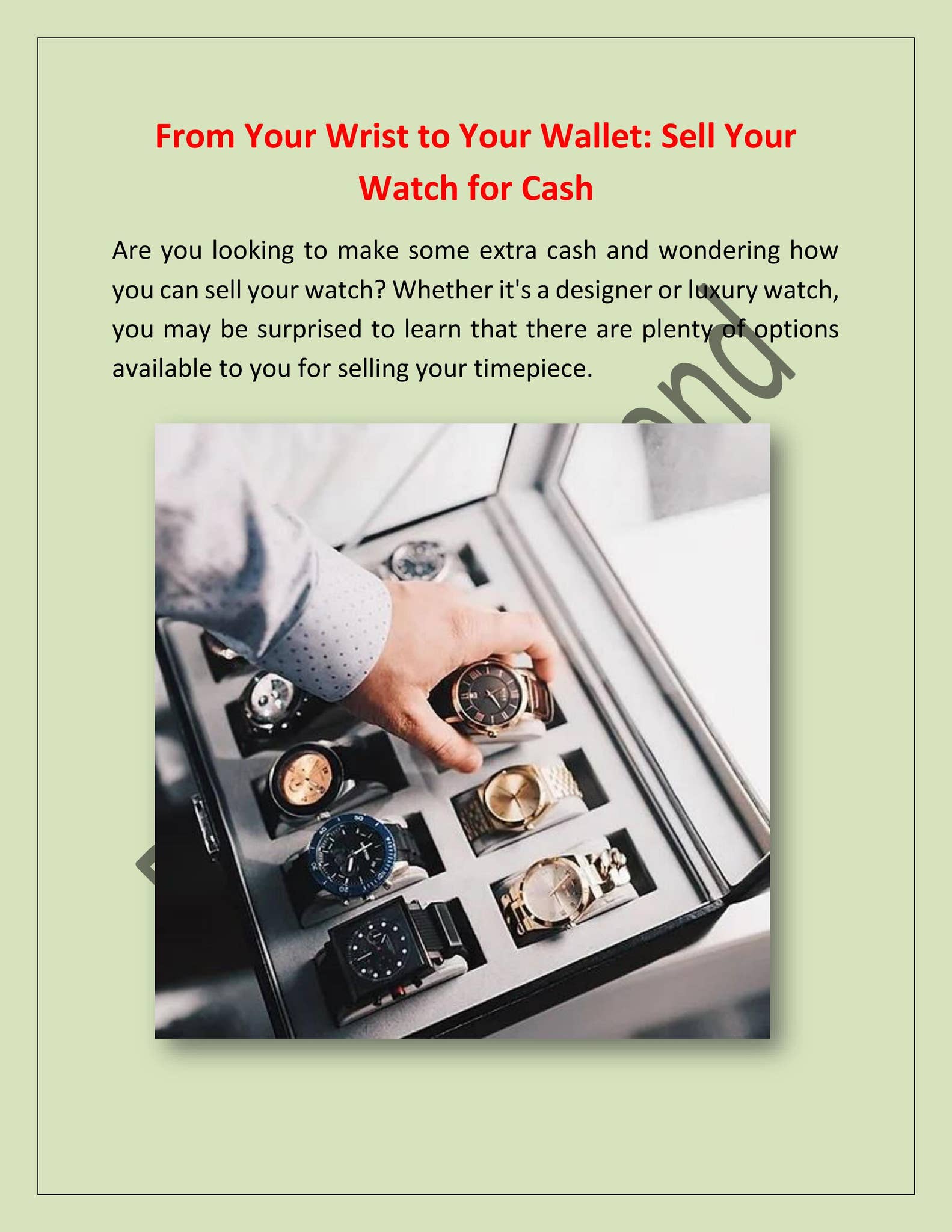 From Your Wrist to Your Wallet: Sell Your Watch for Cash_BuyMyDiamond ...