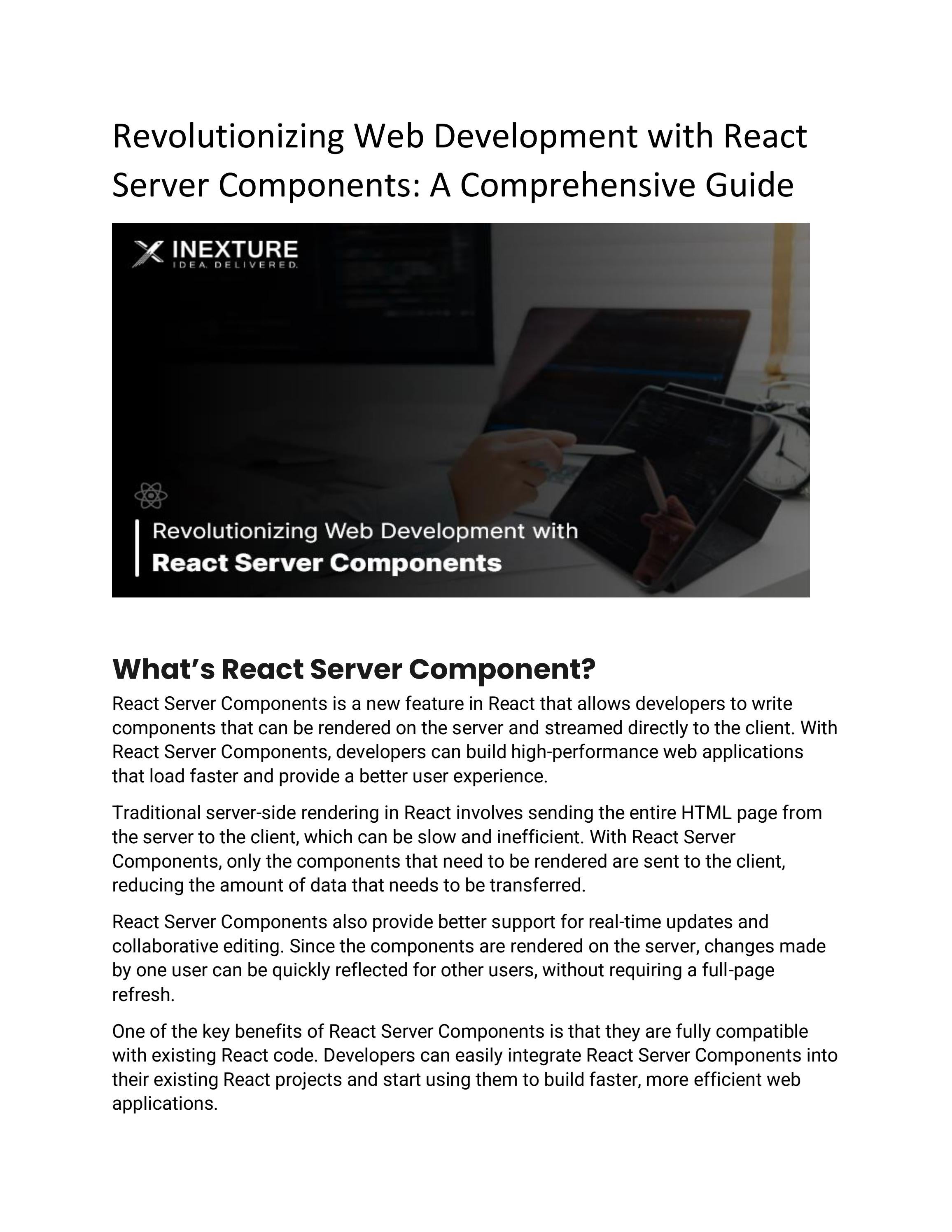 Revolutionizing Web Development with React Server Components: A ...