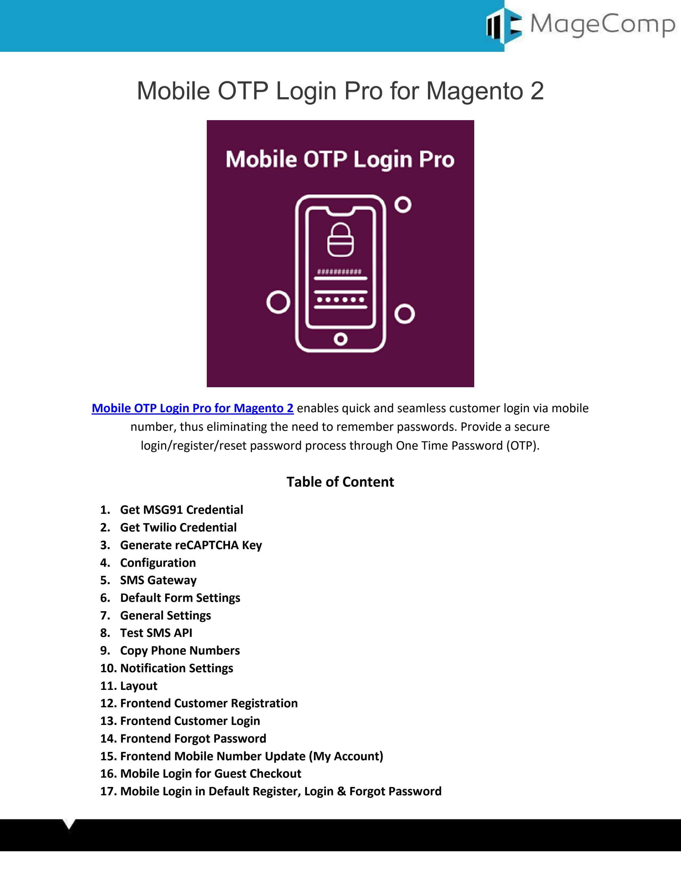 Magento 2 Mobile OTP Login Pro Extension by MageComp - Issuu