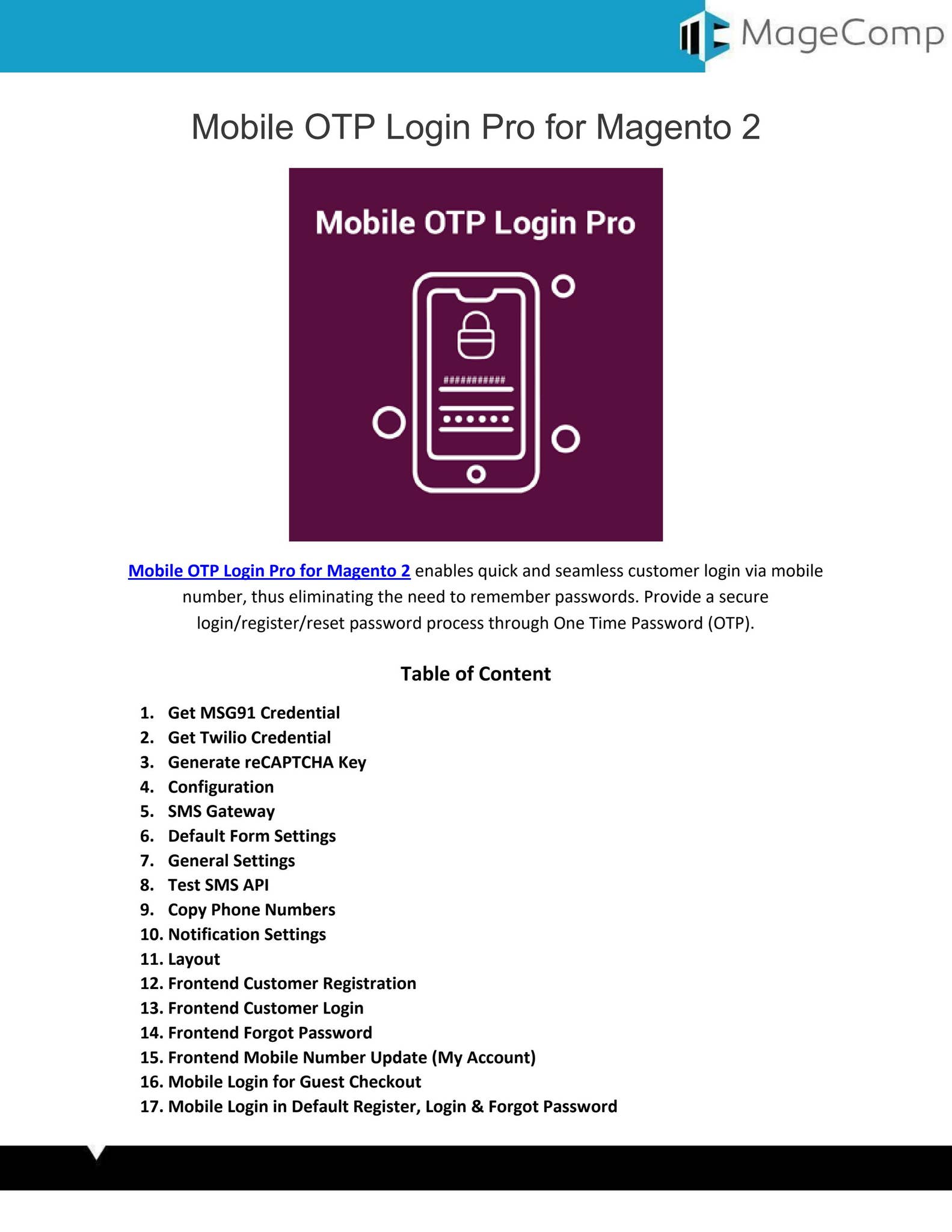 Magento 2 Mobile OTP Login Pro Extension by MageComp - Issuu