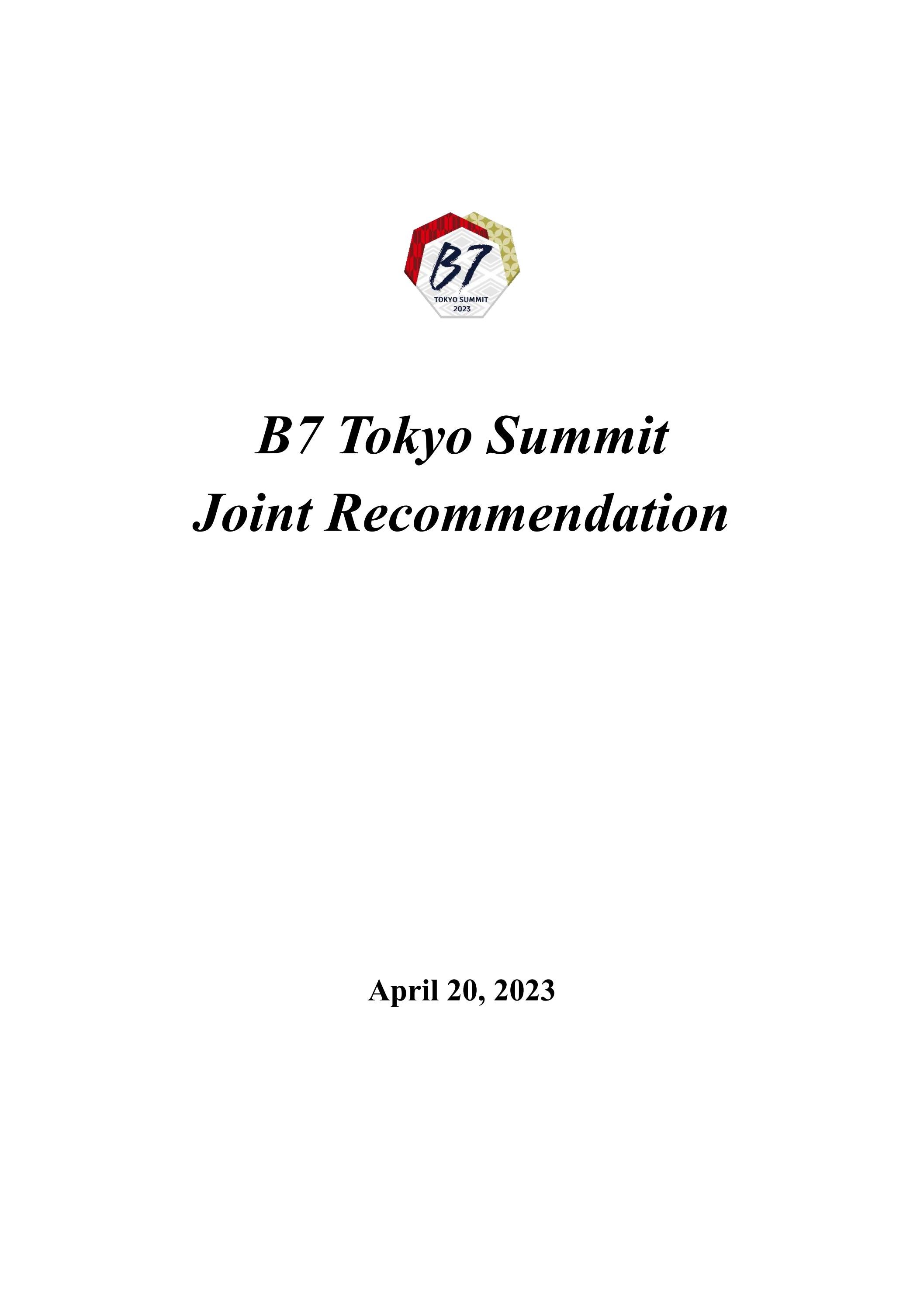 B7 Tokyo Summit Joint Recommendation by Bundesverband der Deutschen ...