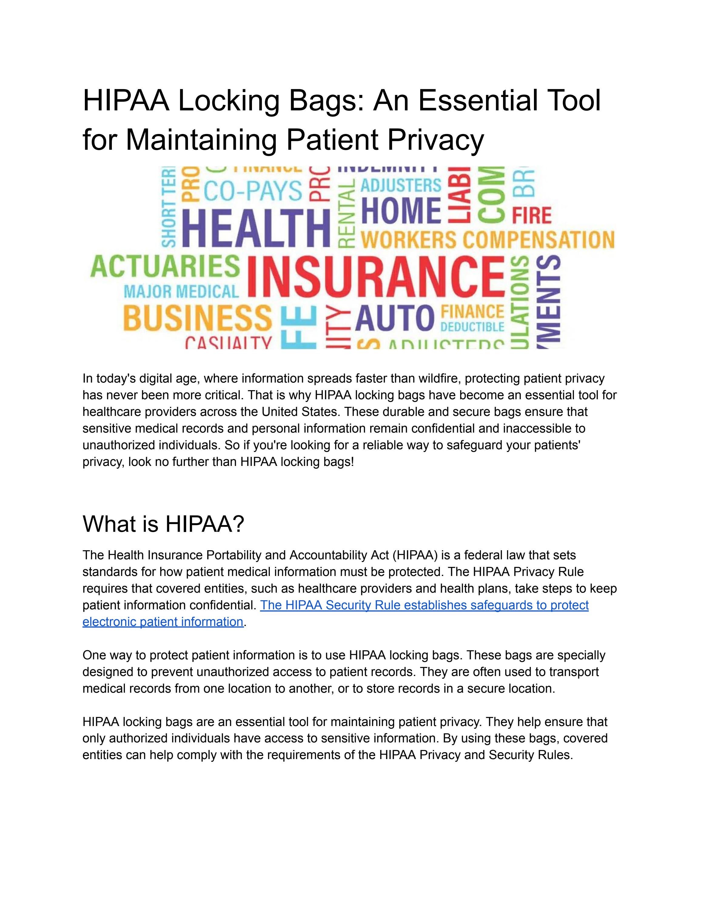 HIPAA Locking Bags: An Essential Tool for Maintaining Patient Privacy ...