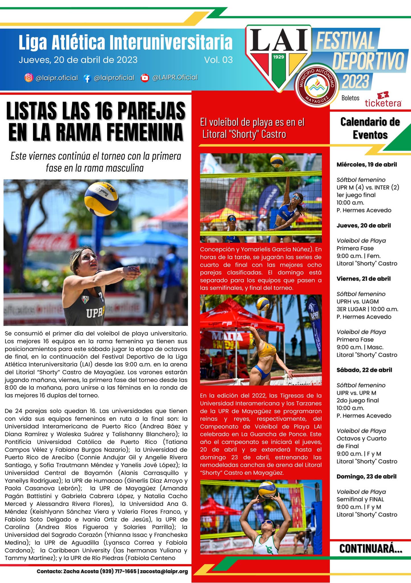 Vol. 3 Boletín Festival Deportivo LAI 2023 by LAI.PR - Issuu