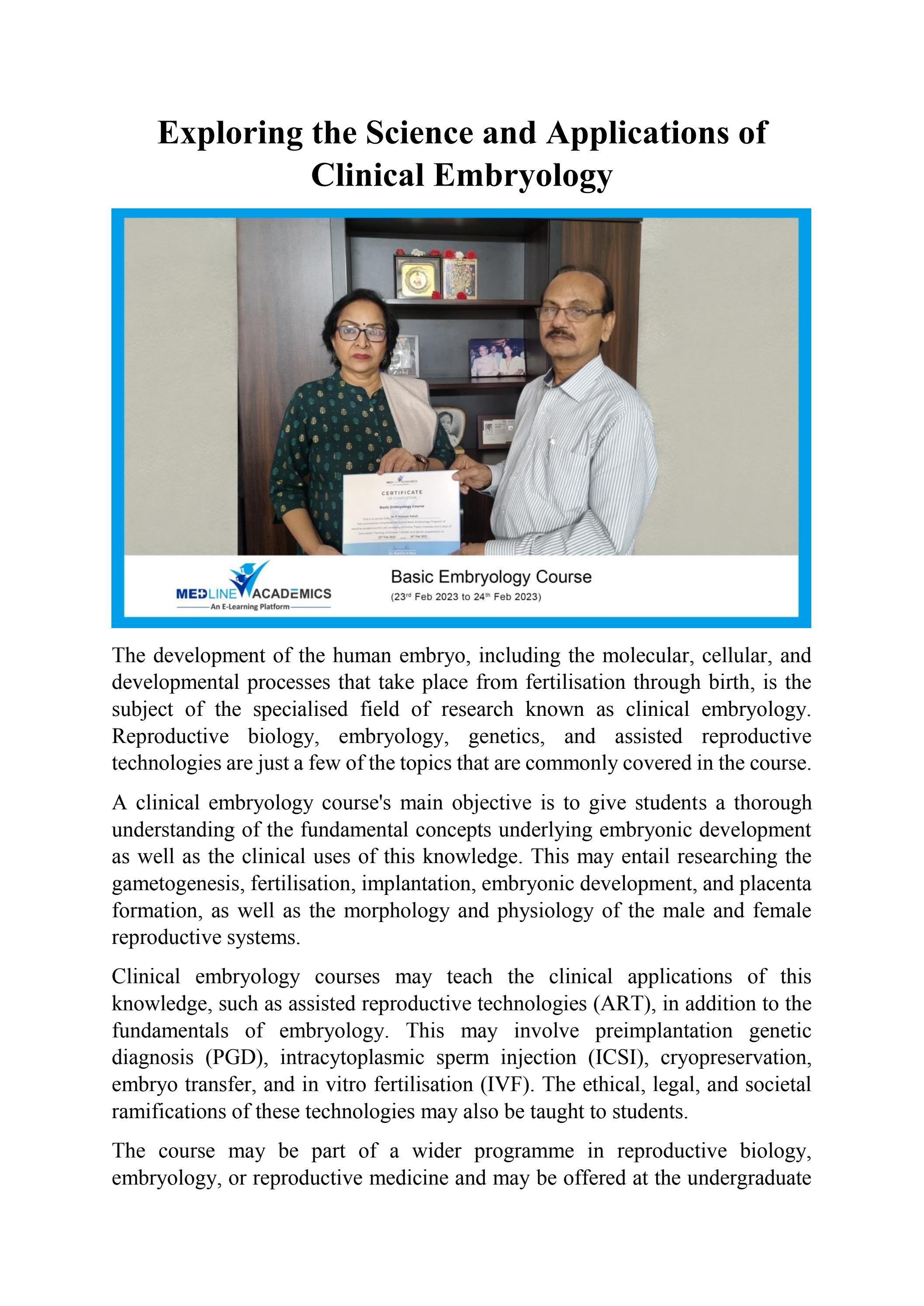 Exploring the Science and Applications of Clinical Embryology by Medline Academics - Issuu