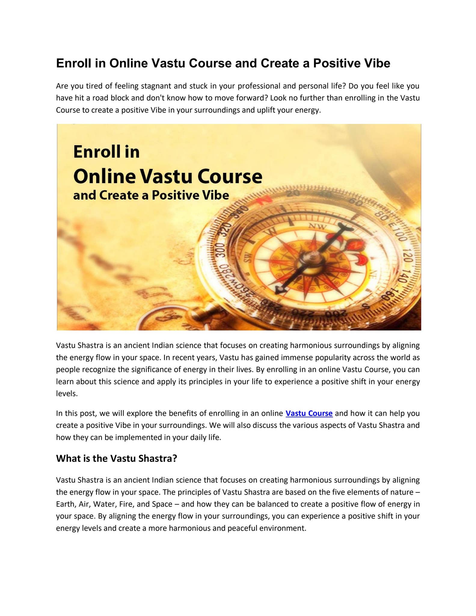 Enroll in Online Vastu Course and Create a Positive Vibe by Indian ...