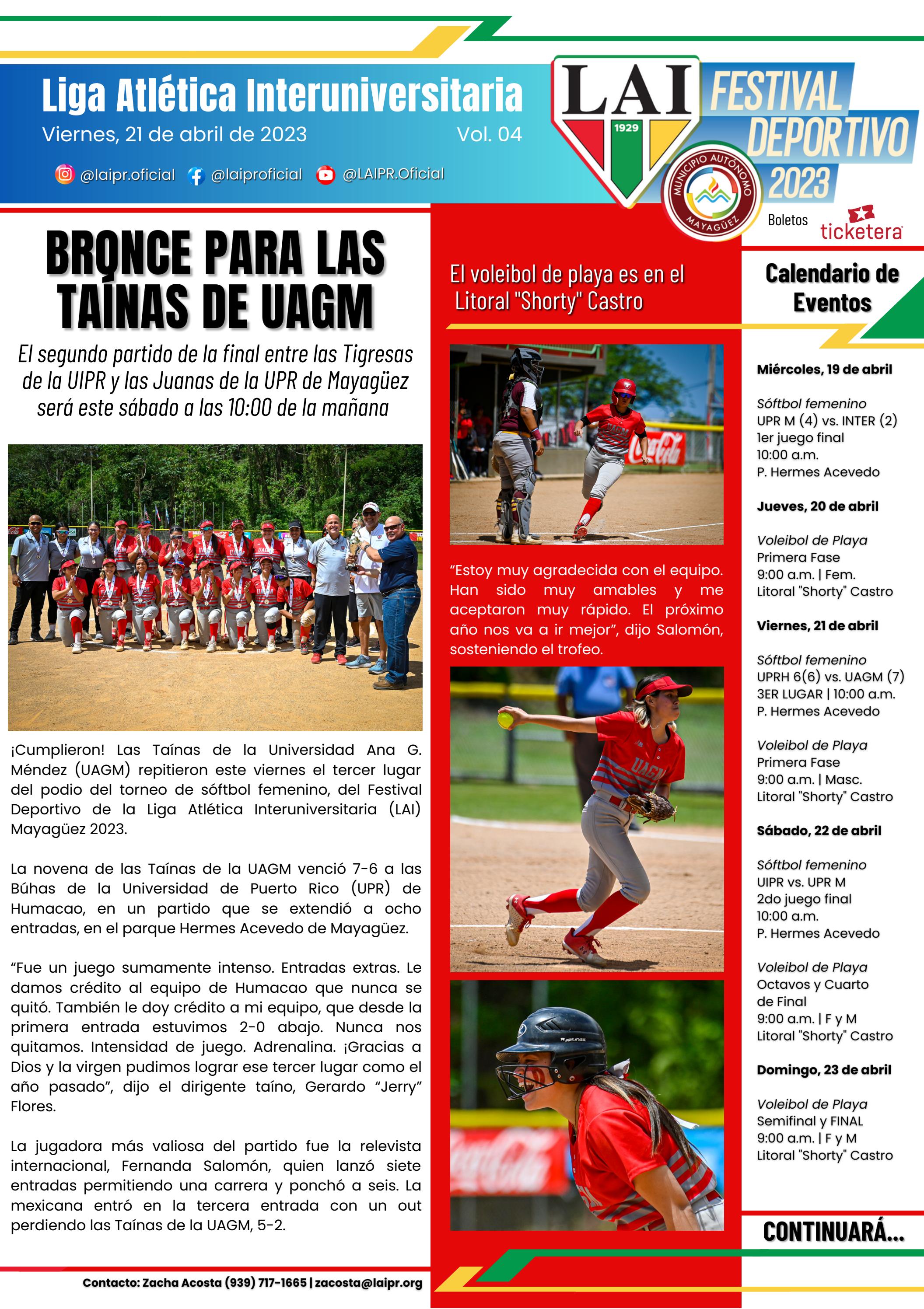 Vol. 4 Boletín Festival Deportivo LAI 2023 by LAI.PR - Issuu