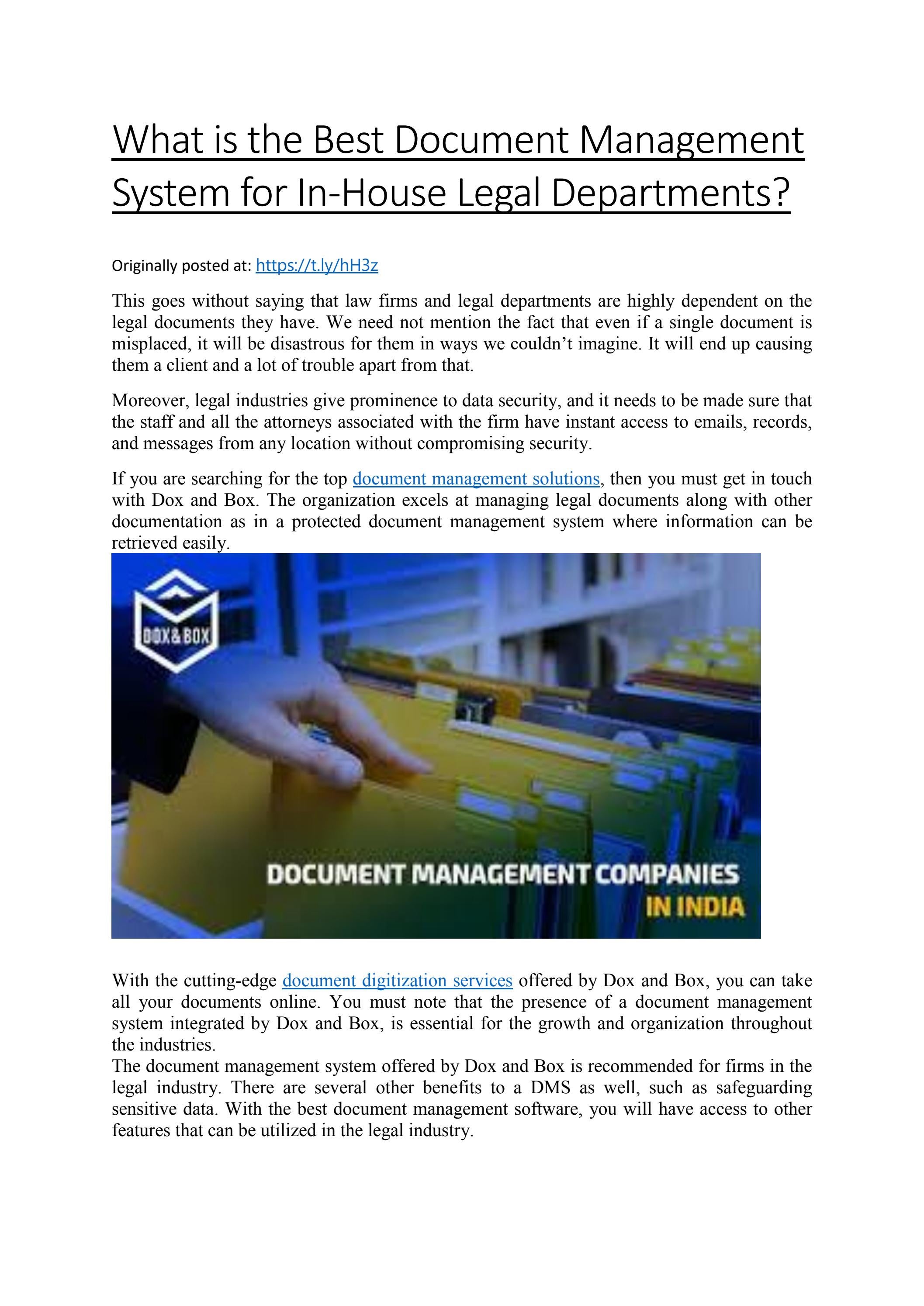 What is the Best Document Management System for in-House Legal ...