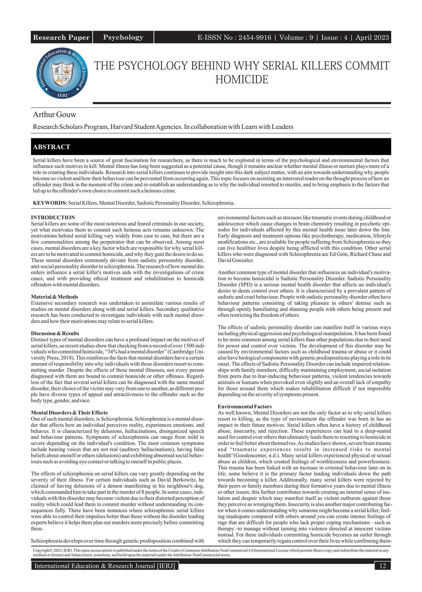 THE PSYCHOLOGY BEHIND WHY SERIAL KILLERS COMMIT HOMICIDE by ...