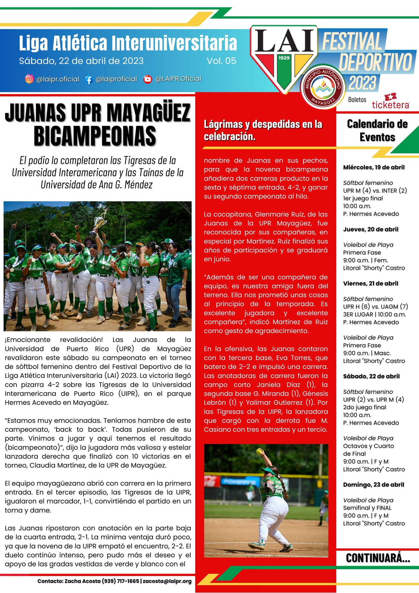 Vol. 5 Boletín Festival Deportivo LAI 2023 by LAI.PR - Issuu