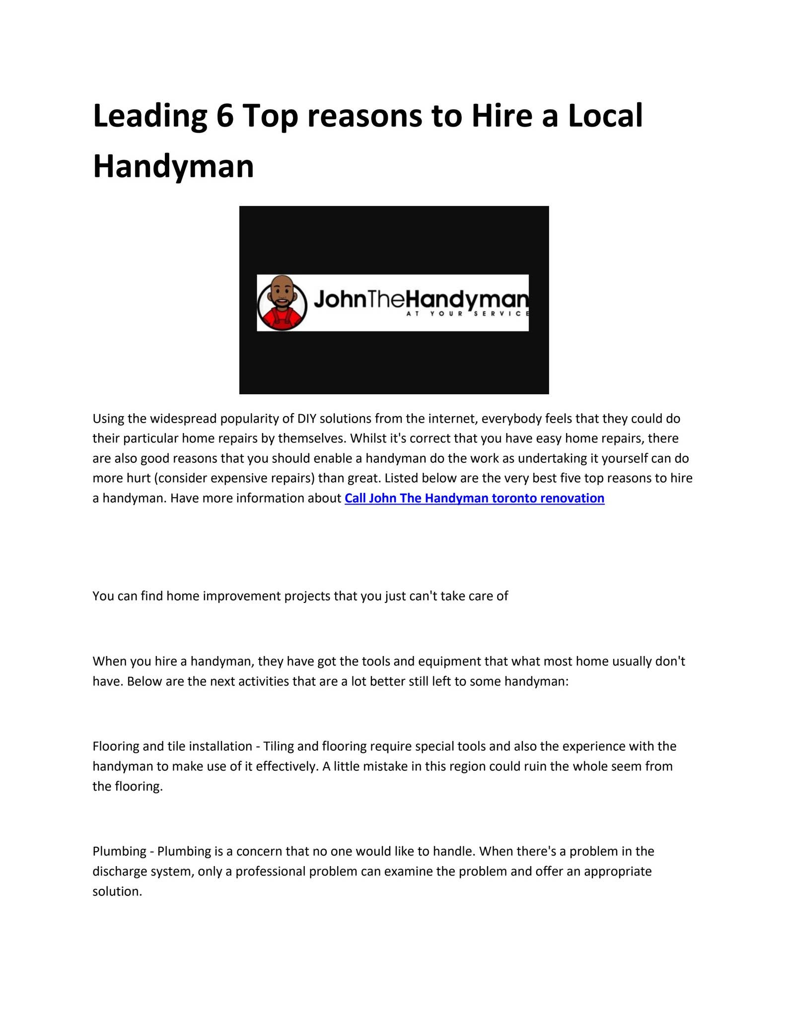 Call John The Handyman home renovation contractors toronto by Thomas ...
