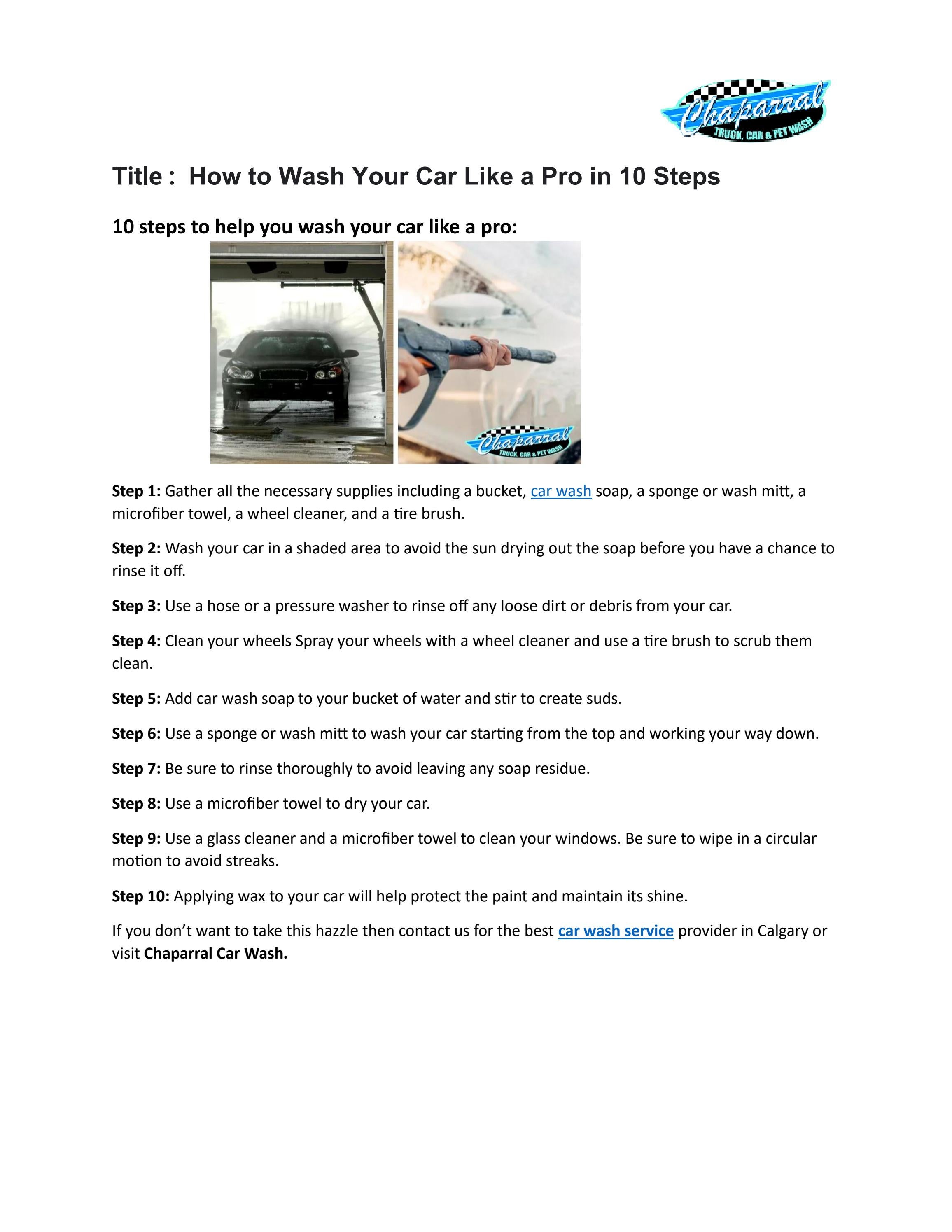 How to Wash Your Car Like a Pro in 10 Steps by Chaparral-Car-Wash - Issuu