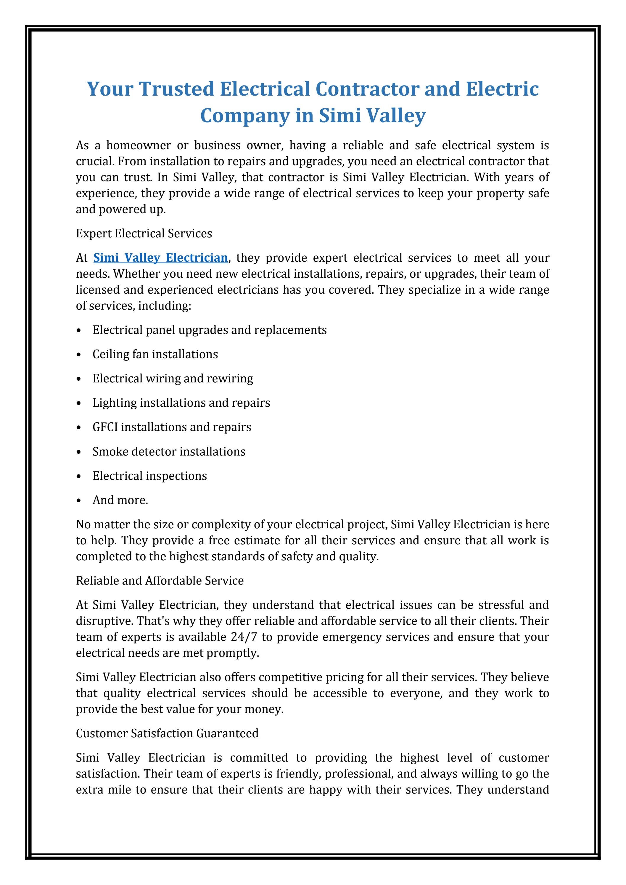 Your Trusted Electrical Contractor and Electric Company in Simi Valley ...