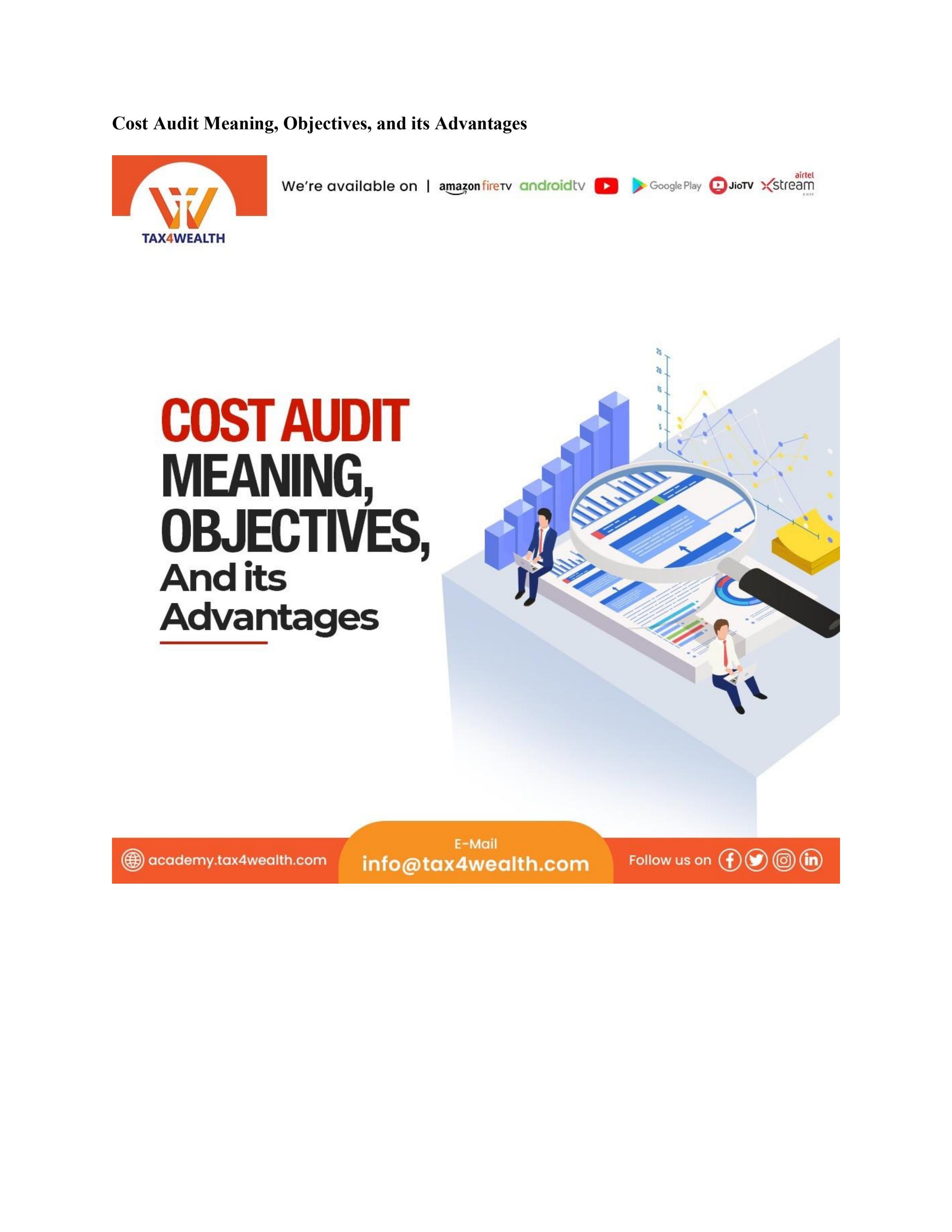 Cost Audit Meaning Objectives And Its Advantages Academy Cost Audit Meaning Objectives And Its Advantages Academy