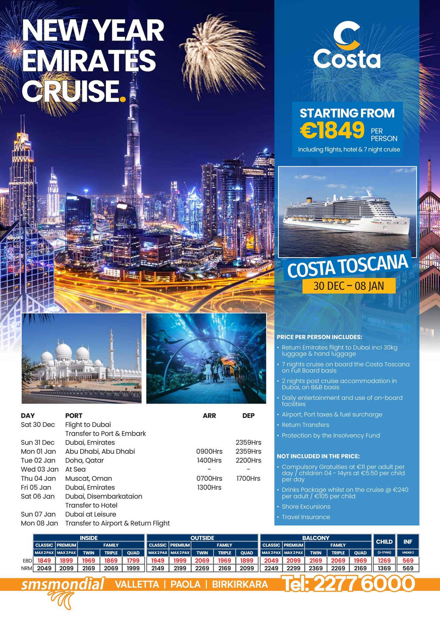 Costa Toscana Dubai Cruise A4 Flyer by Orange Travel Group - Issuu
