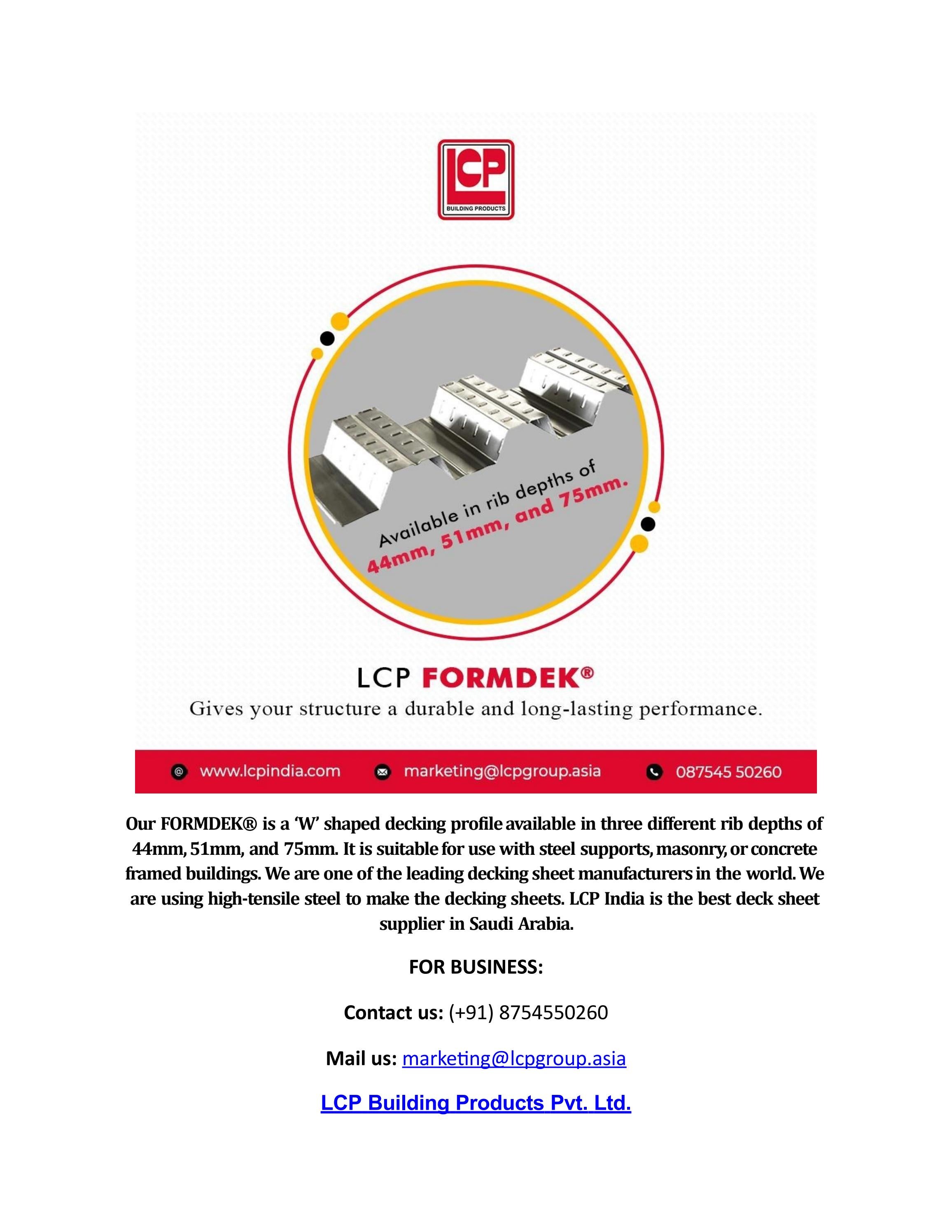 Deck sheet manufacturer in Saudi Arabia by LCP Building Products Pvt ...