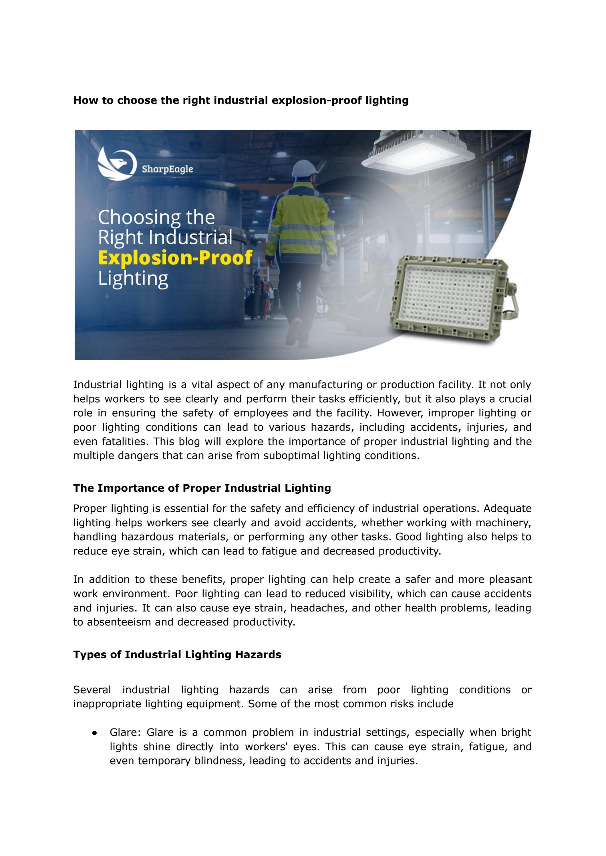 How to choose the right industrial explosion-proof lighting by SharpEagle Technology - Issuu