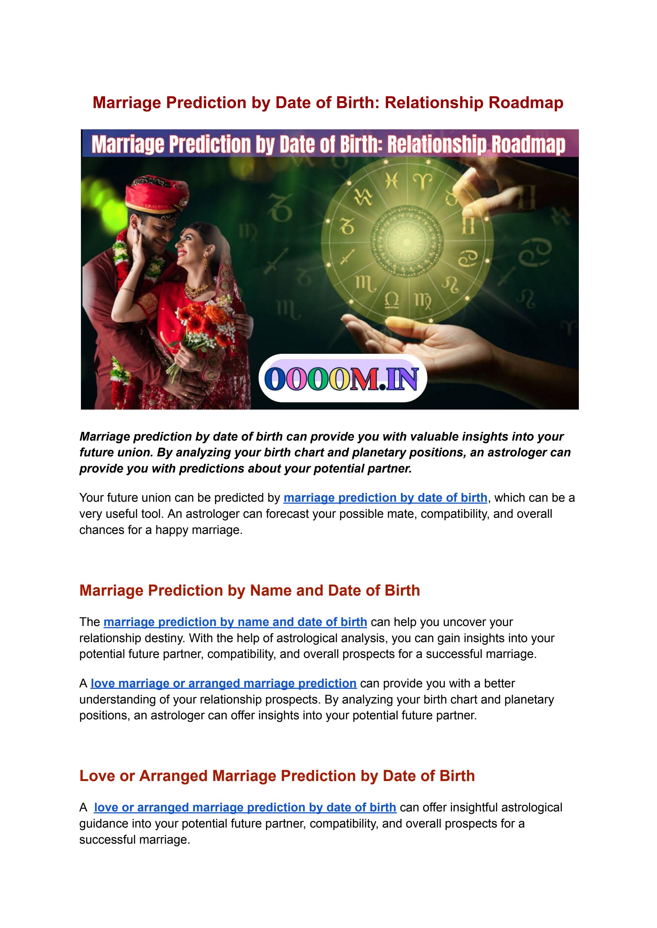 Marriage Prediction by Date of Birth: Relationship Roadmap by ...