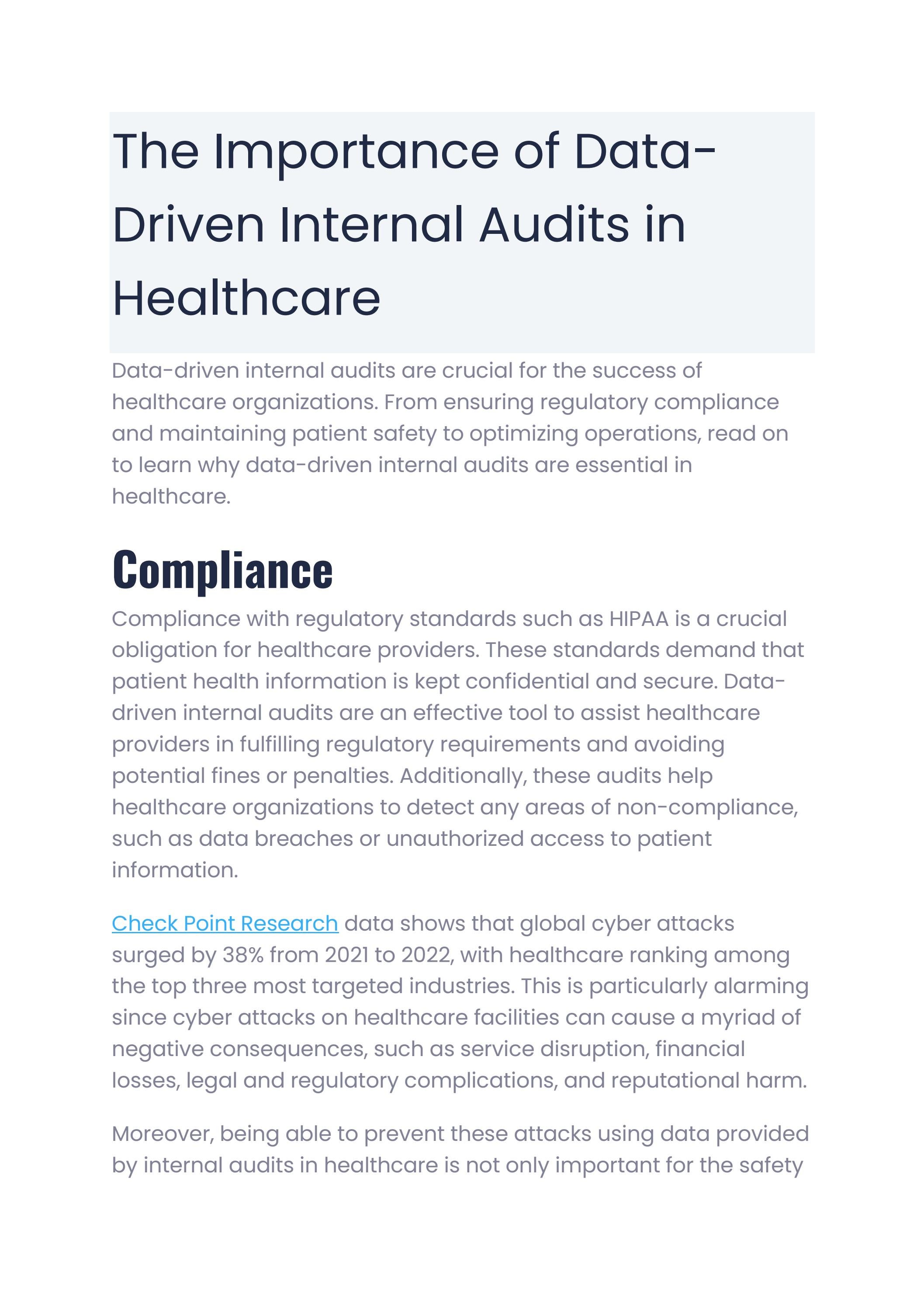 The Importance of Data-Driven Internal Audits in Healthcare by ...