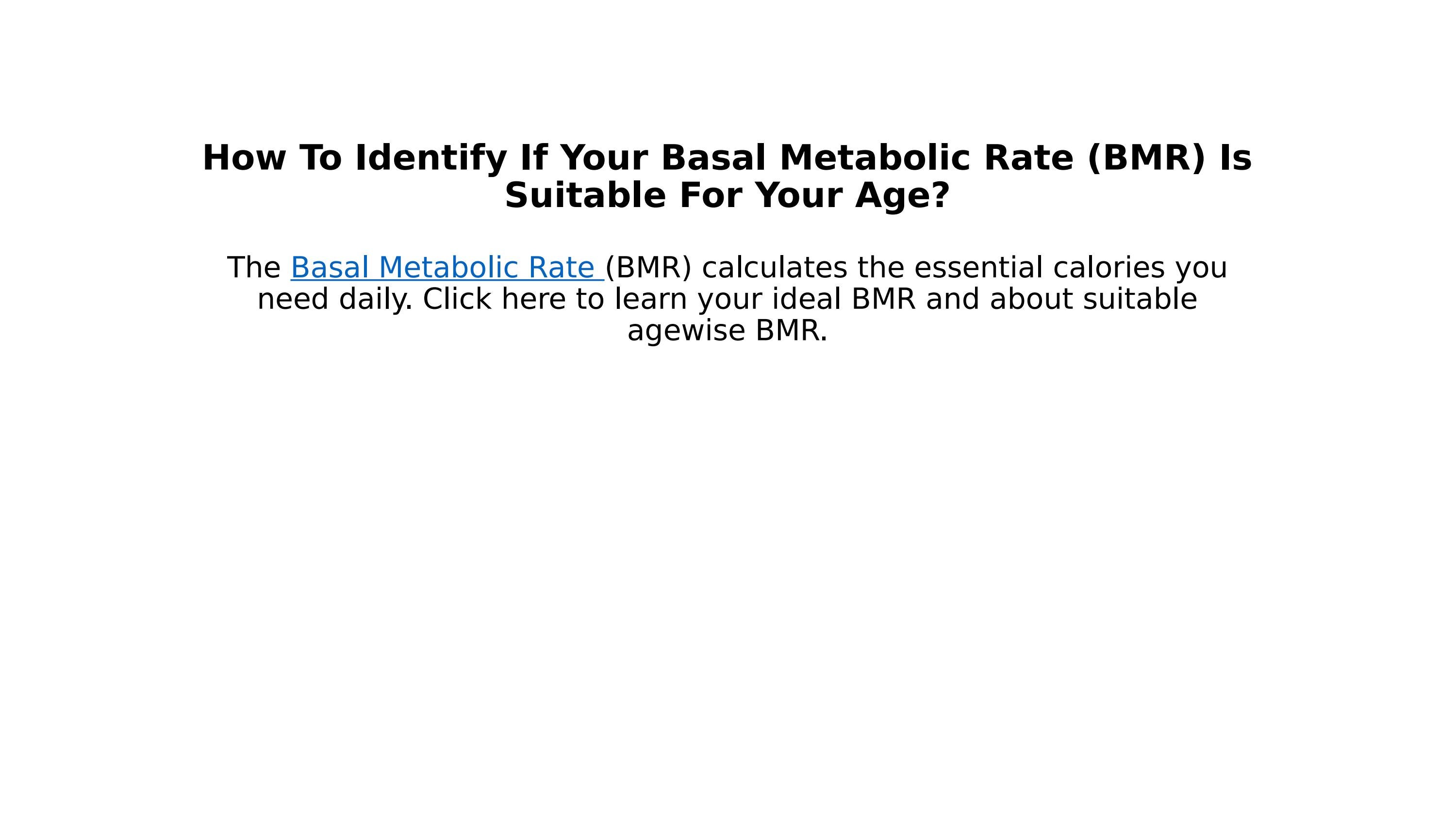 What is Basal Metabolic Rate? How is BMR Affected by Your Age by jack ...