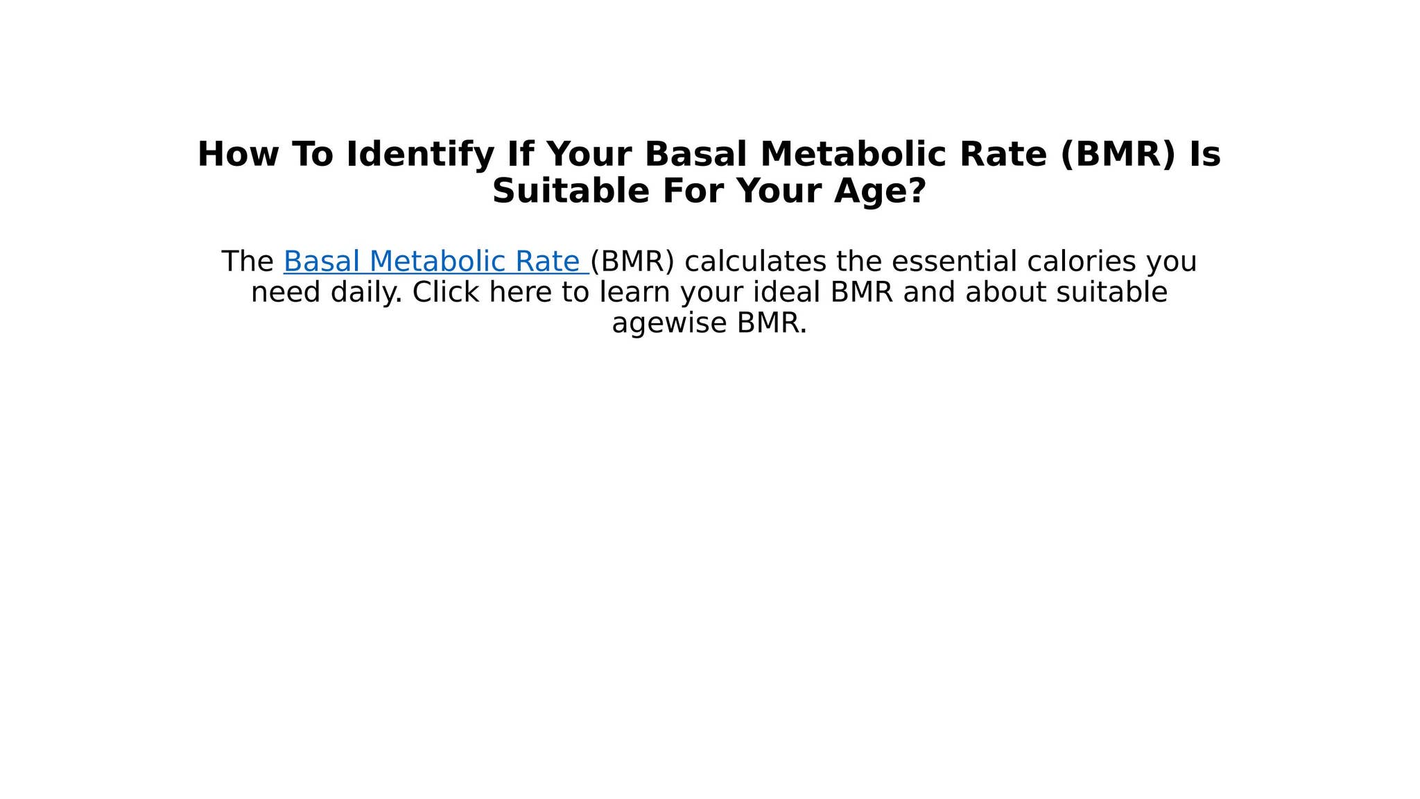 What is Basal Metabolic Rate? How is BMR Affected by Your Age by jack ...