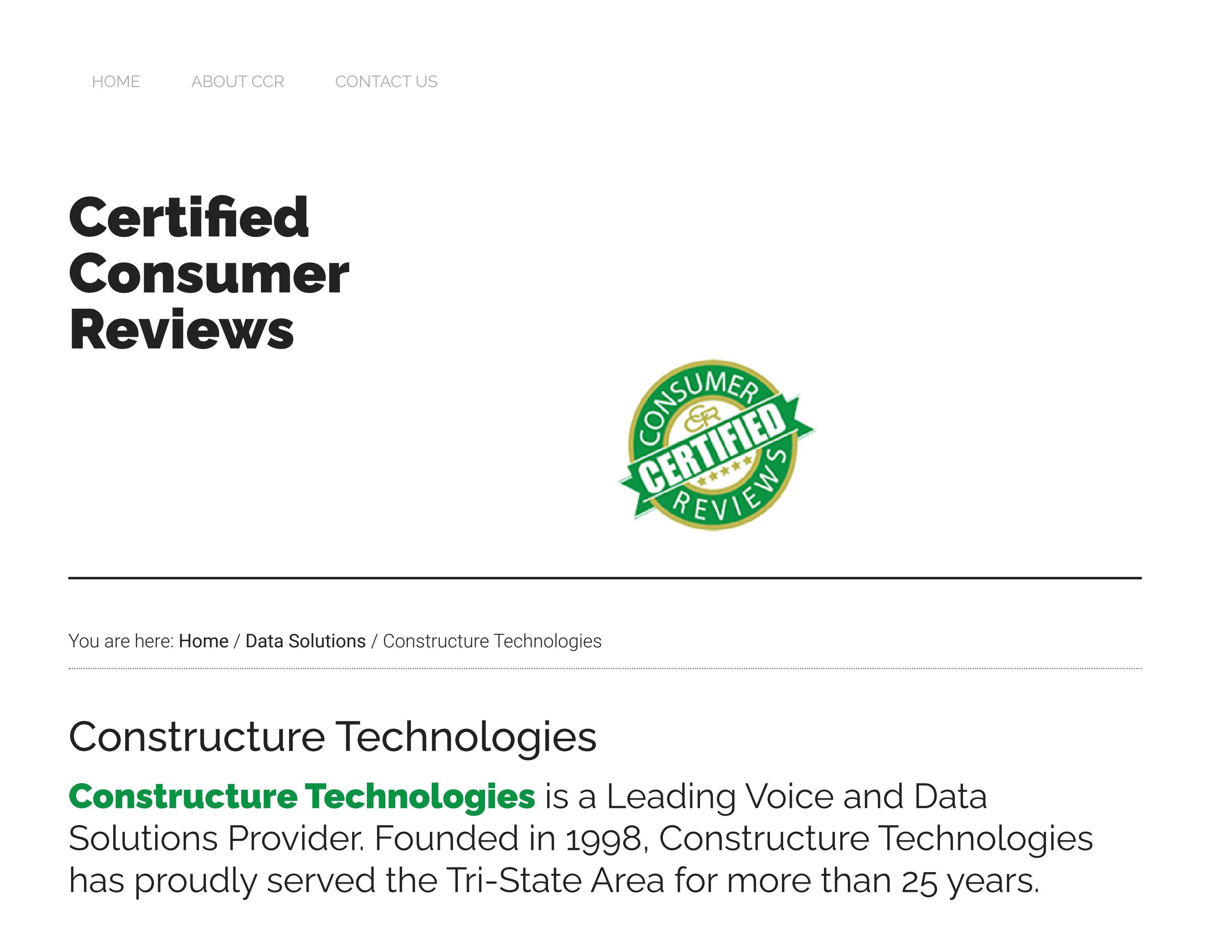 Constructure Technologies on Certified Consumer Reviews by Constructure Technologies - Issuu