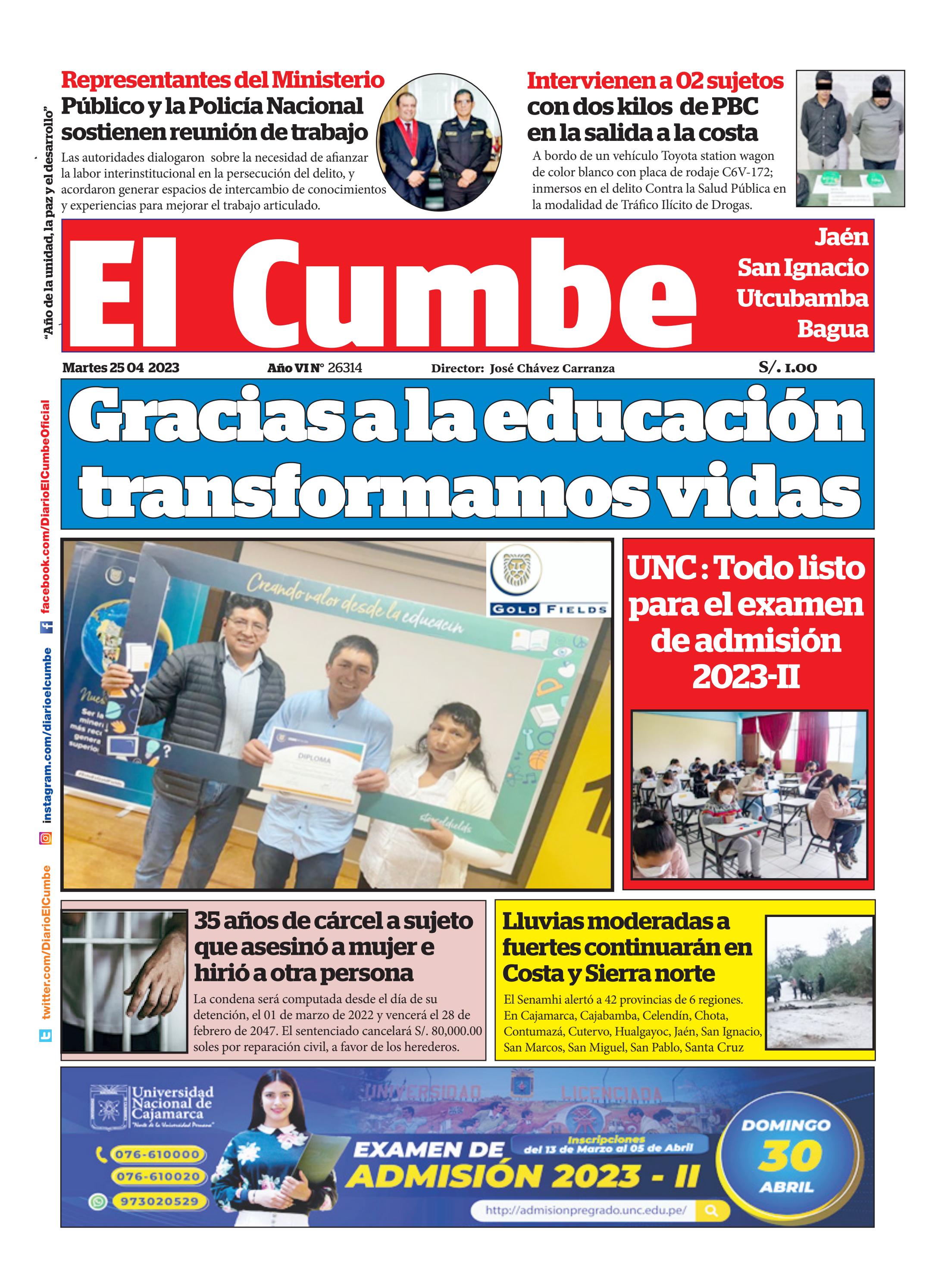 Diario EL CUMBE 25 de abril del 2023 by diarioelcumbecajamarca - Issuu