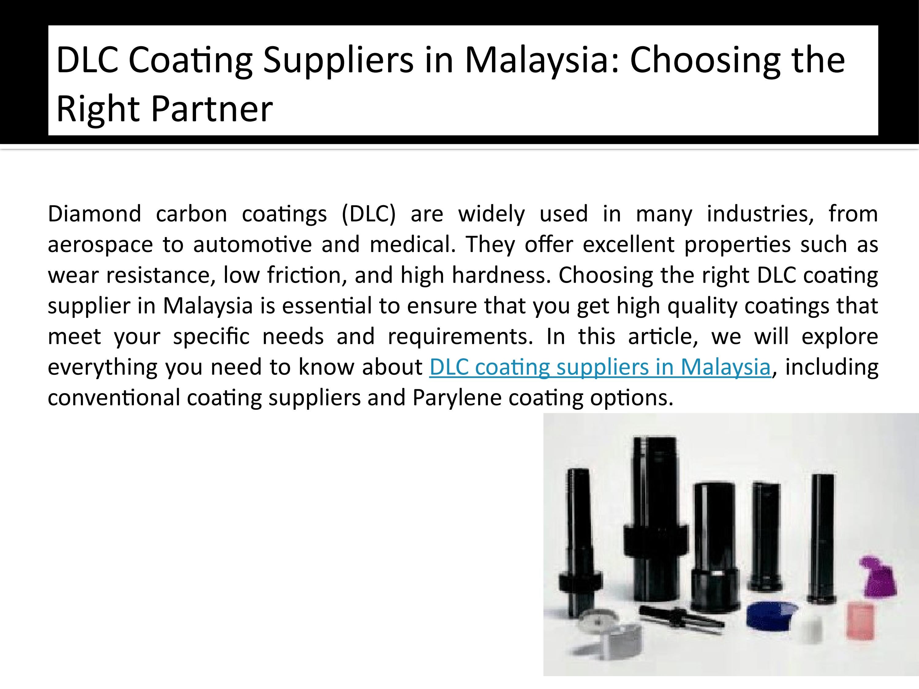 DLC Coating Suppliers in Malaysia: Choosing the Right Partner by Dawn ...