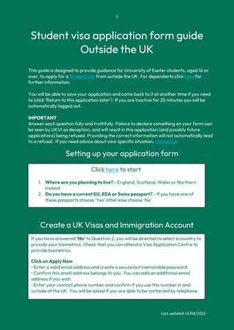 Application form guide - outside the UK by University of Exeter - Issuu
