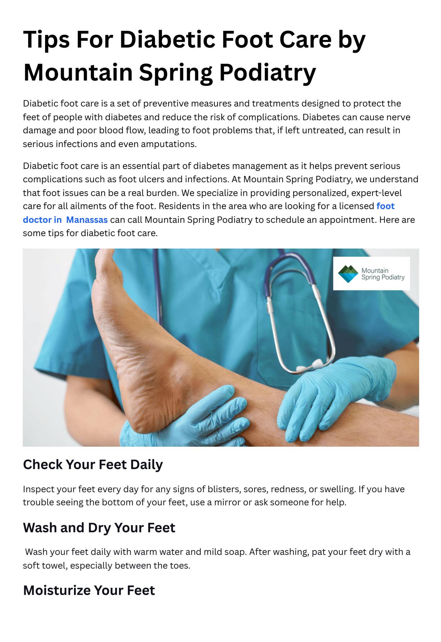 Tips For Diabetic Foot Care by Mountain Spring Podiatry by Mountain ...