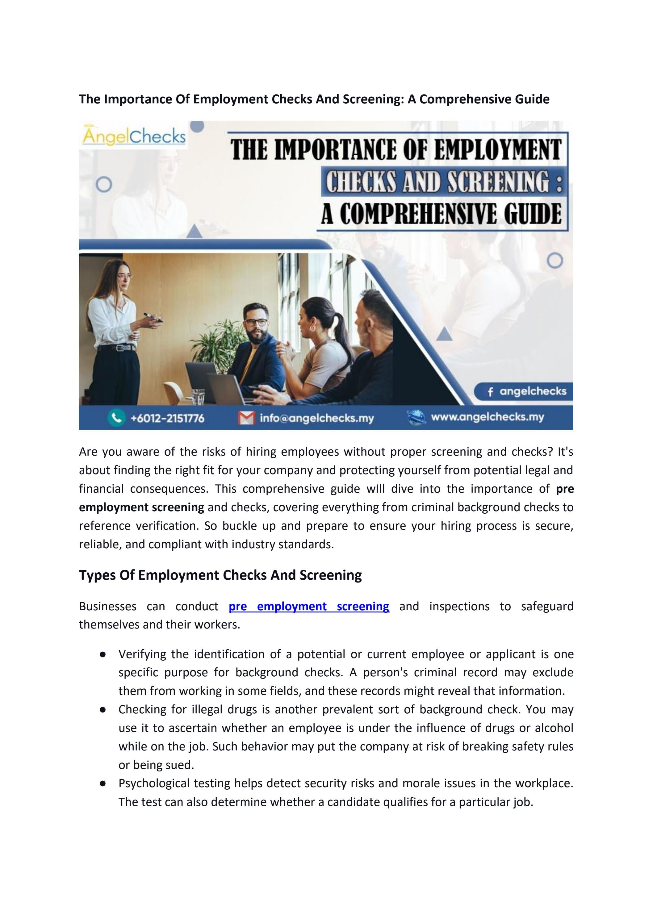 The Importance Of Employment Checks And Screening: A Comprehensive ...