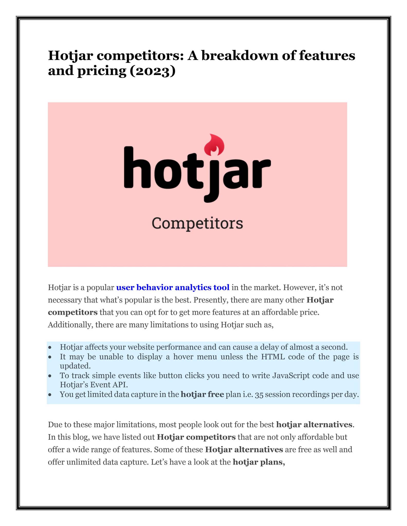 Hotjar competitors: A breakdown of features and pricing (2023) by Adam ...