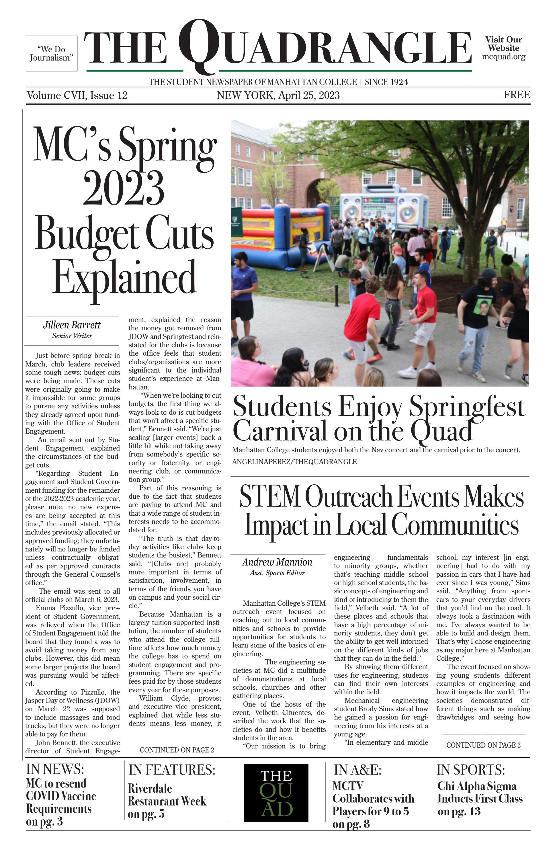 The Quadrangle, Issue 12 Spring 2023 by Manhattan College Quadrangle ...
