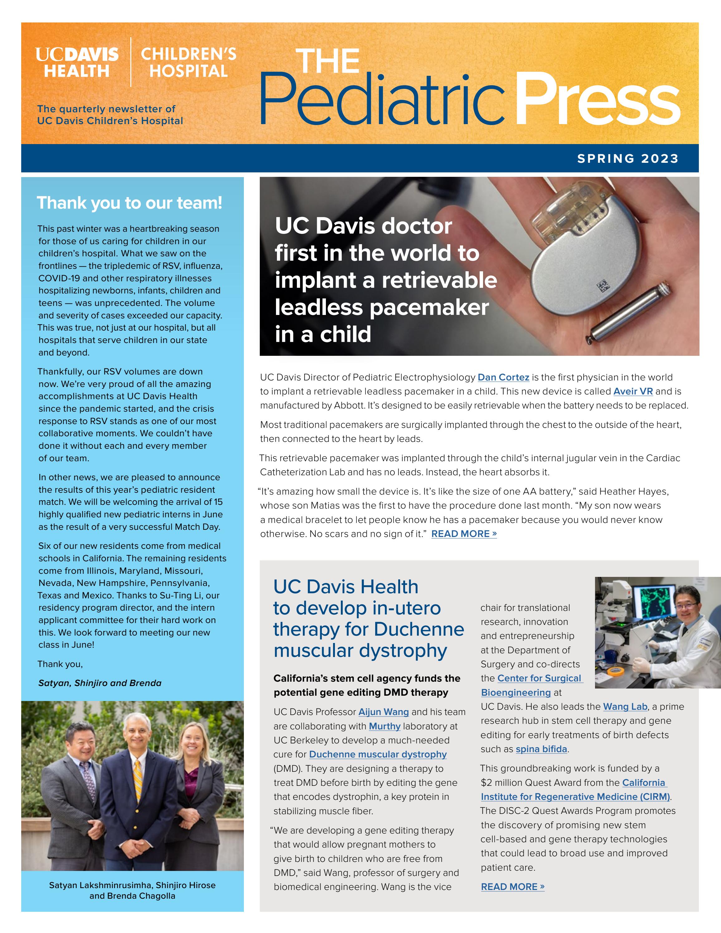 Pediatric Press Spring 2023 by UC Davis Health - Issuu
