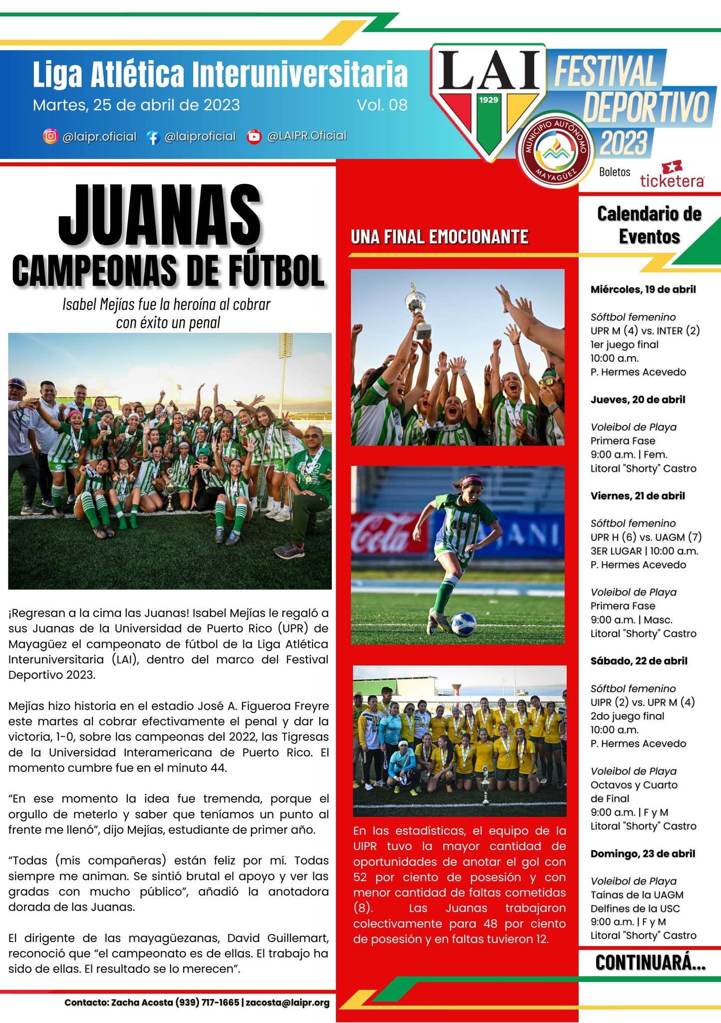 Vol. 8 Boletín Festival Deportivo LAI 2023 by LAI.PR - Issuu