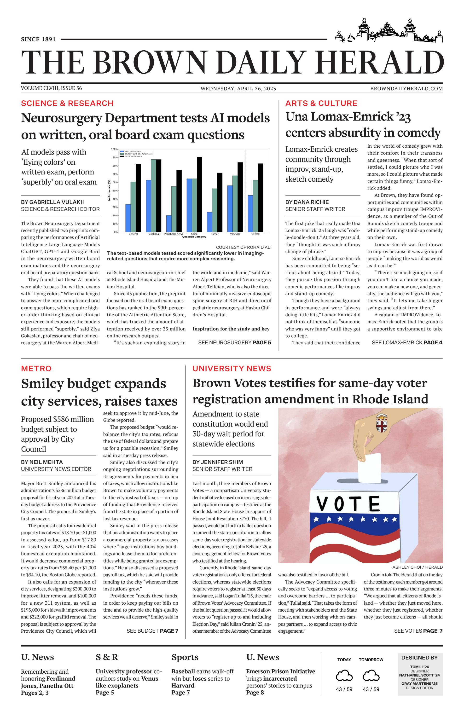 Wednesday, April 26th, 2023 by The Brown Daily Herald - Issuu