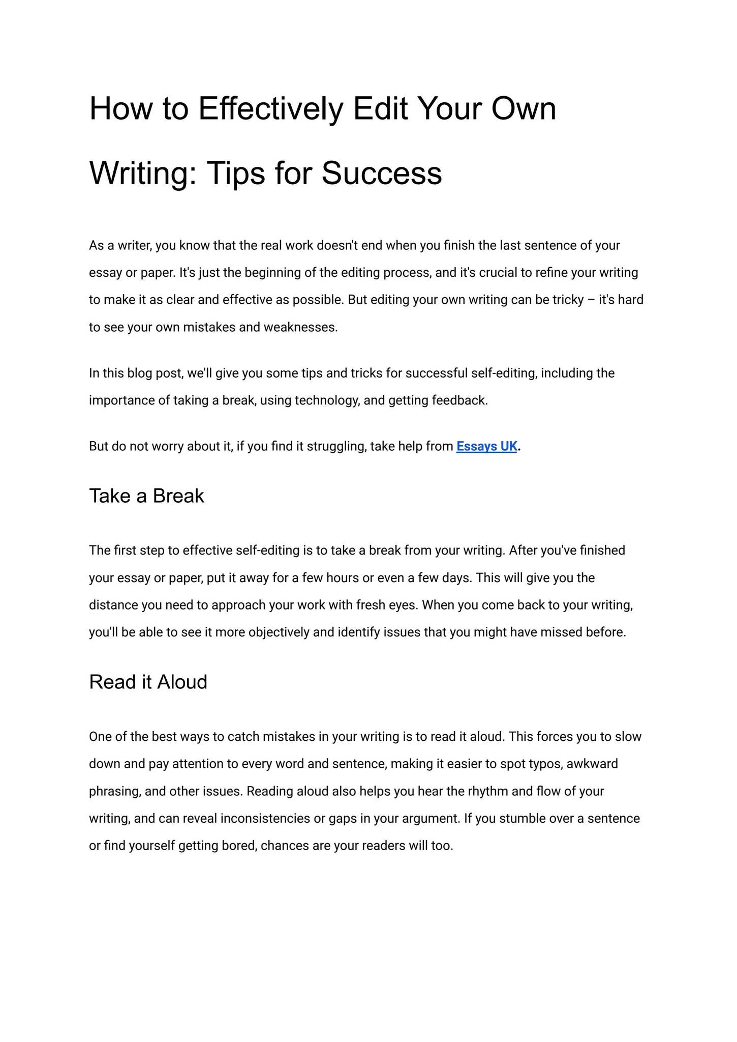How to Effectively Edit Your Own Writing: Tips for Success by Essays UK | The Best Essay Writing ...