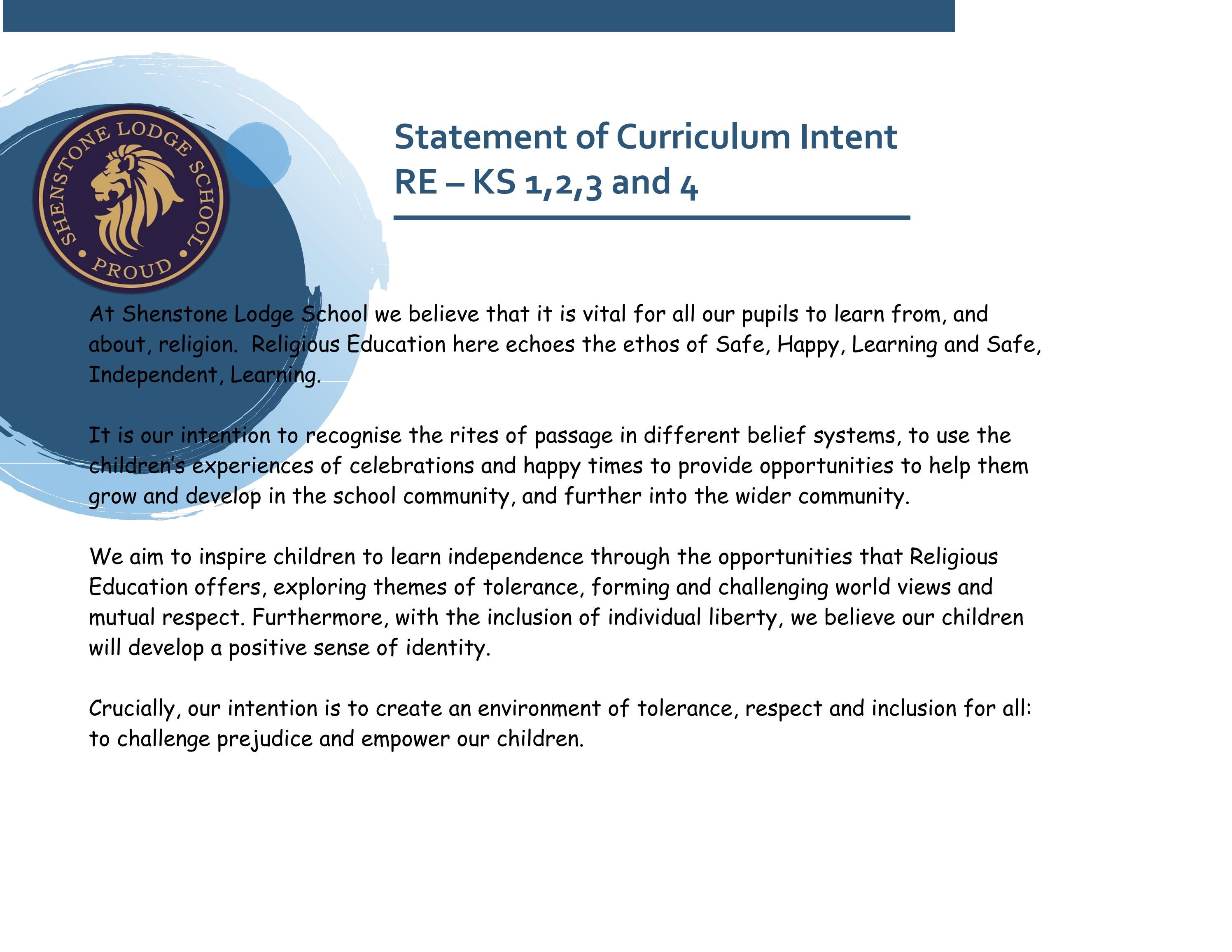 RE Curriculum Intent by Schudio - Issuu