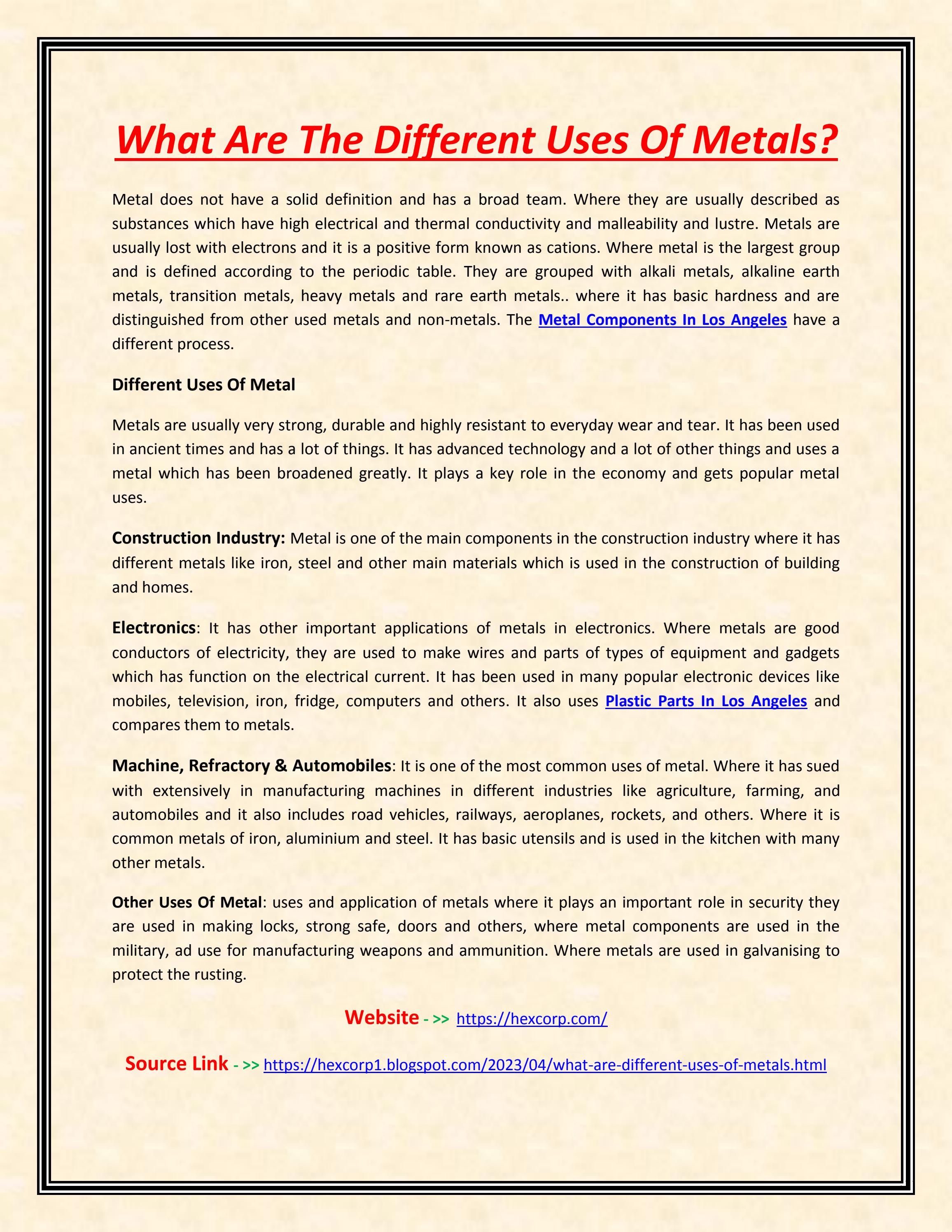 What Are The Different Uses Of Metals? by rizeroven - Issuu