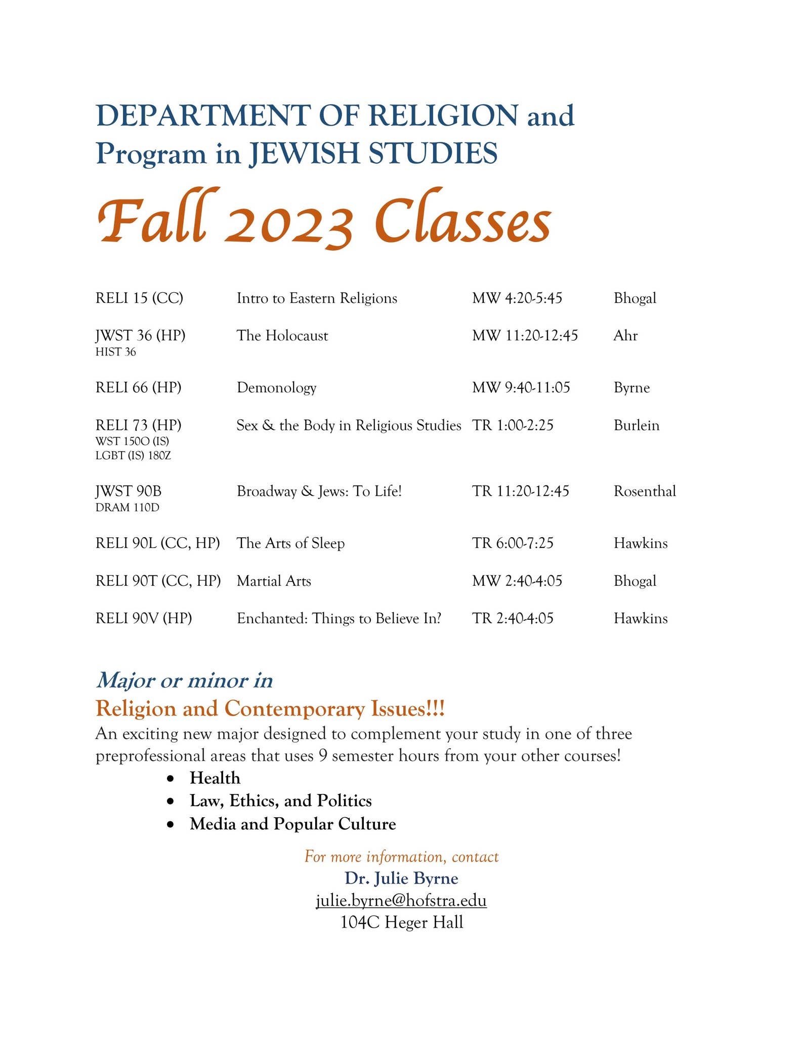Department of Religion and Program in Jewish Studies - Fall 2023 ...
