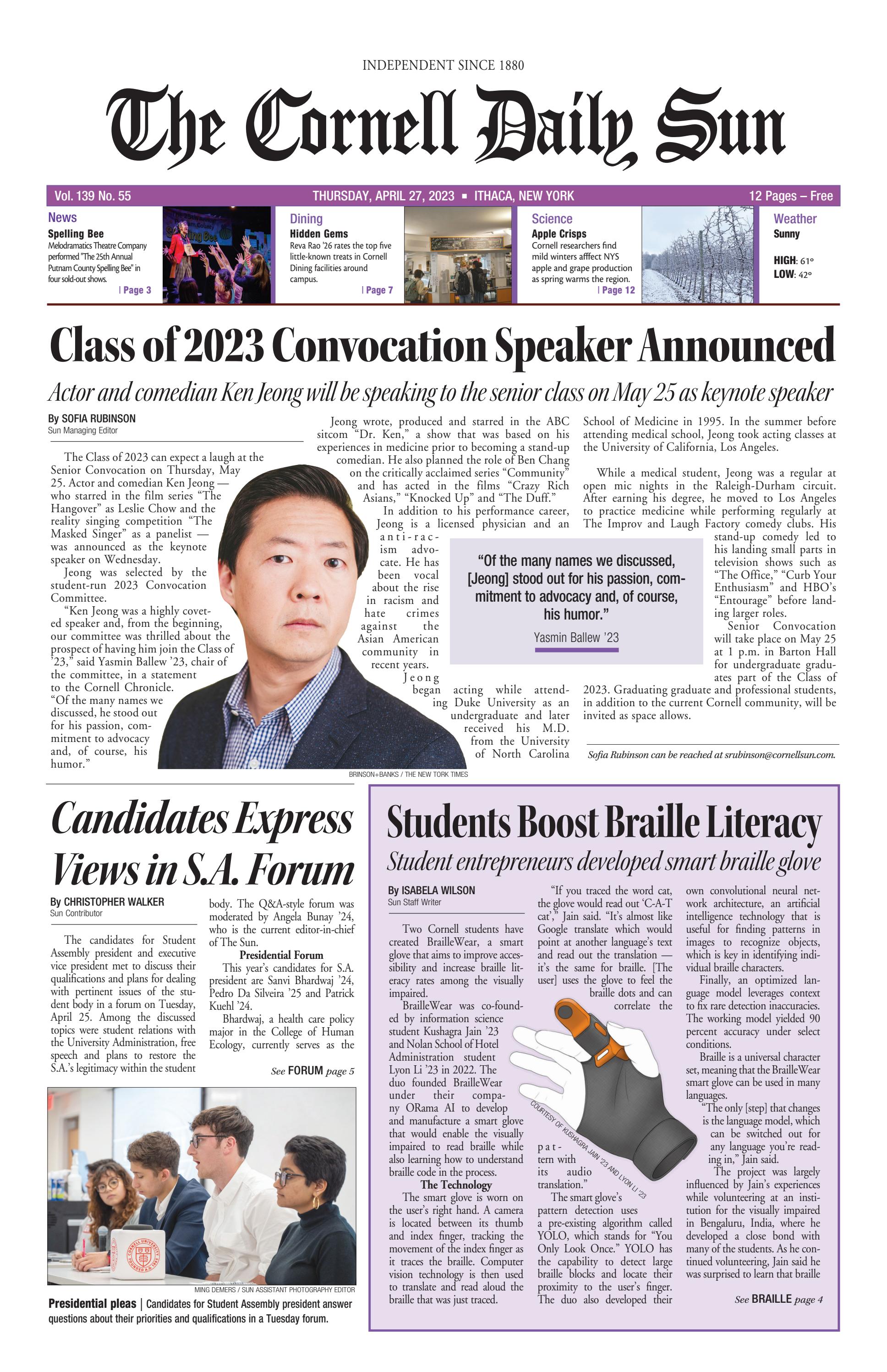 4-27-23 entire issue hi res by The Cornell Daily Sun - Issuu