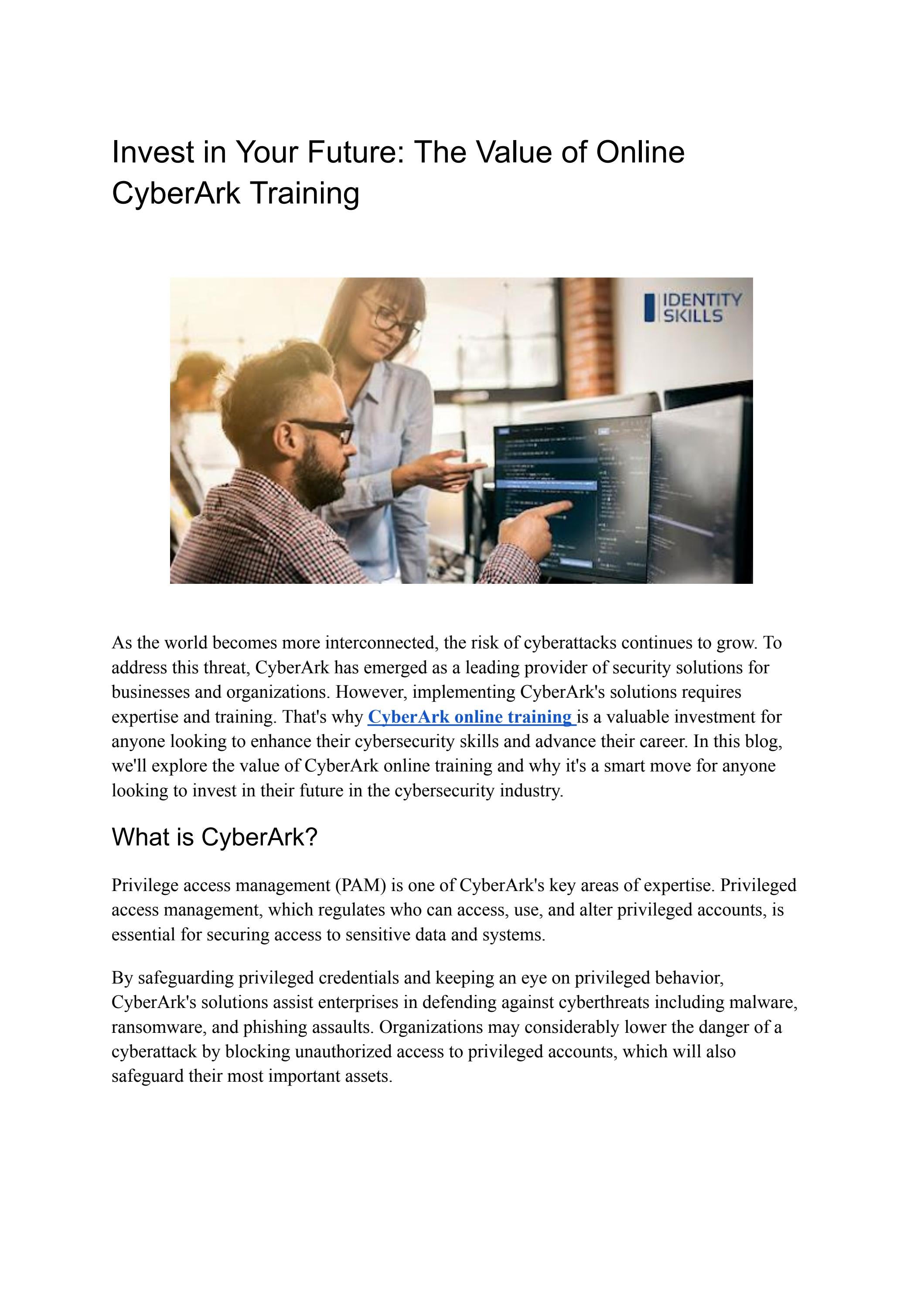 Invest in Your Future: The Value of Online CyberArk Training by ...